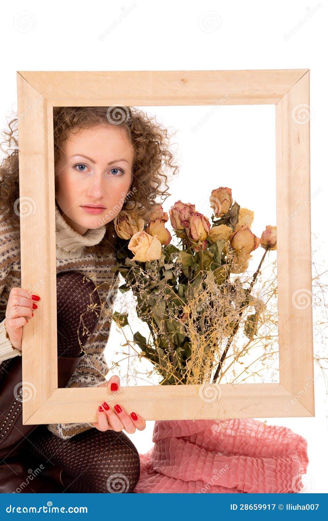 Girl with a Frame and a Sweater Stock Image - Image of pretty, clothes ...