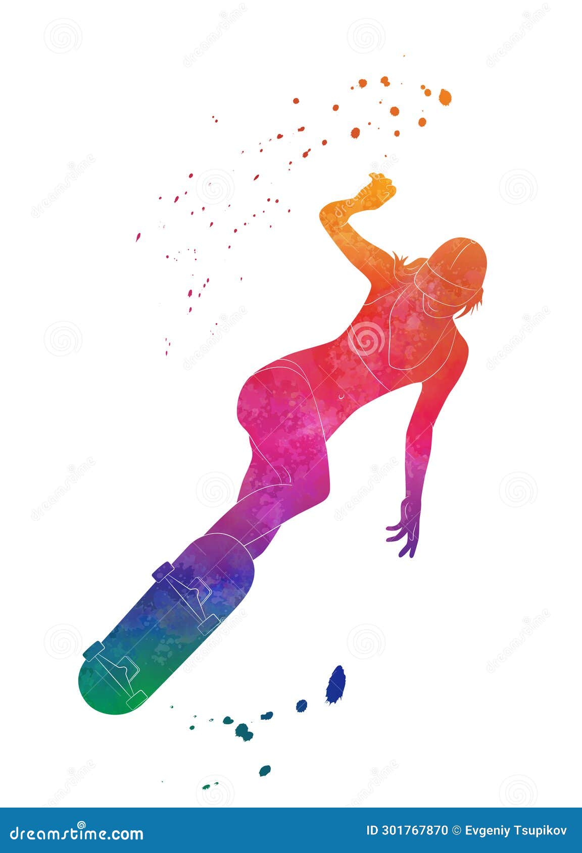 Girl and Freestyle on a Skateboard. Vector Illustration Stock Vector ...
