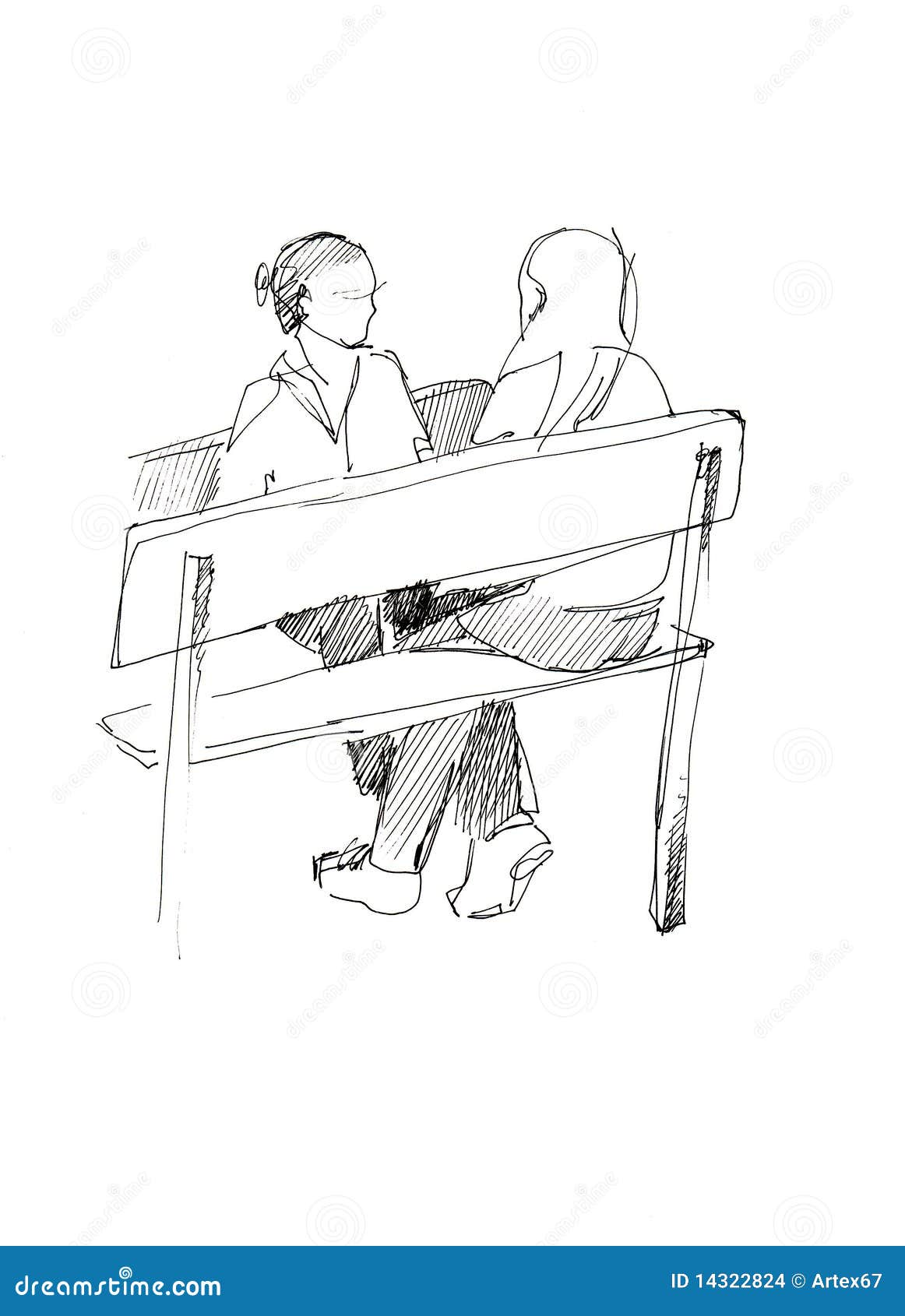 Girl-friends on a bench stock illustration. Illustration of wooden ...