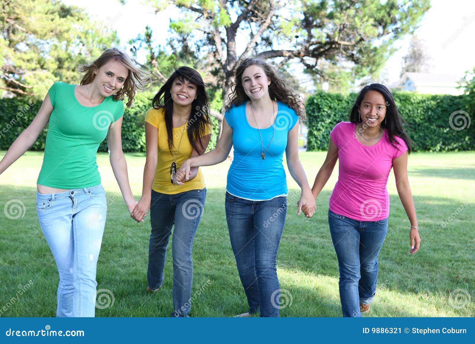 Girl Friends in the Park stock image. Image of happy, fresh - 9886321