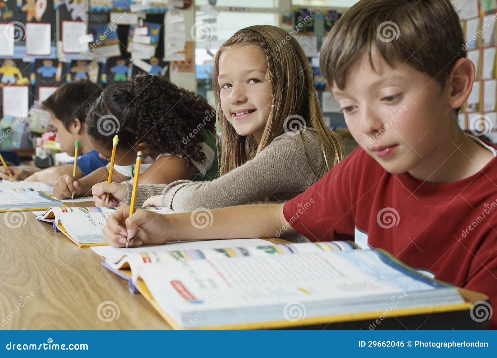 Girl with Friends Studying in Class Stock Photo - Image of information ...