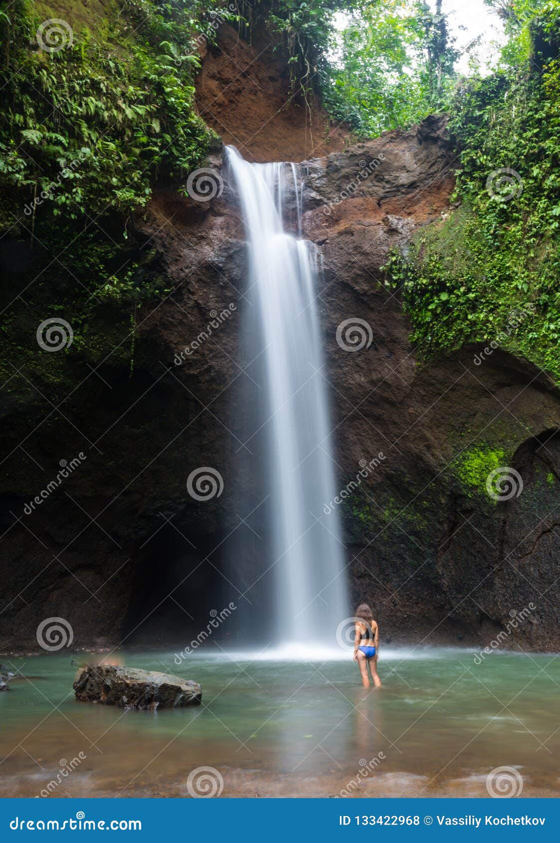 Girl in Front of a Waterfall in Bali Stock Photo - Image of girl, asia ...