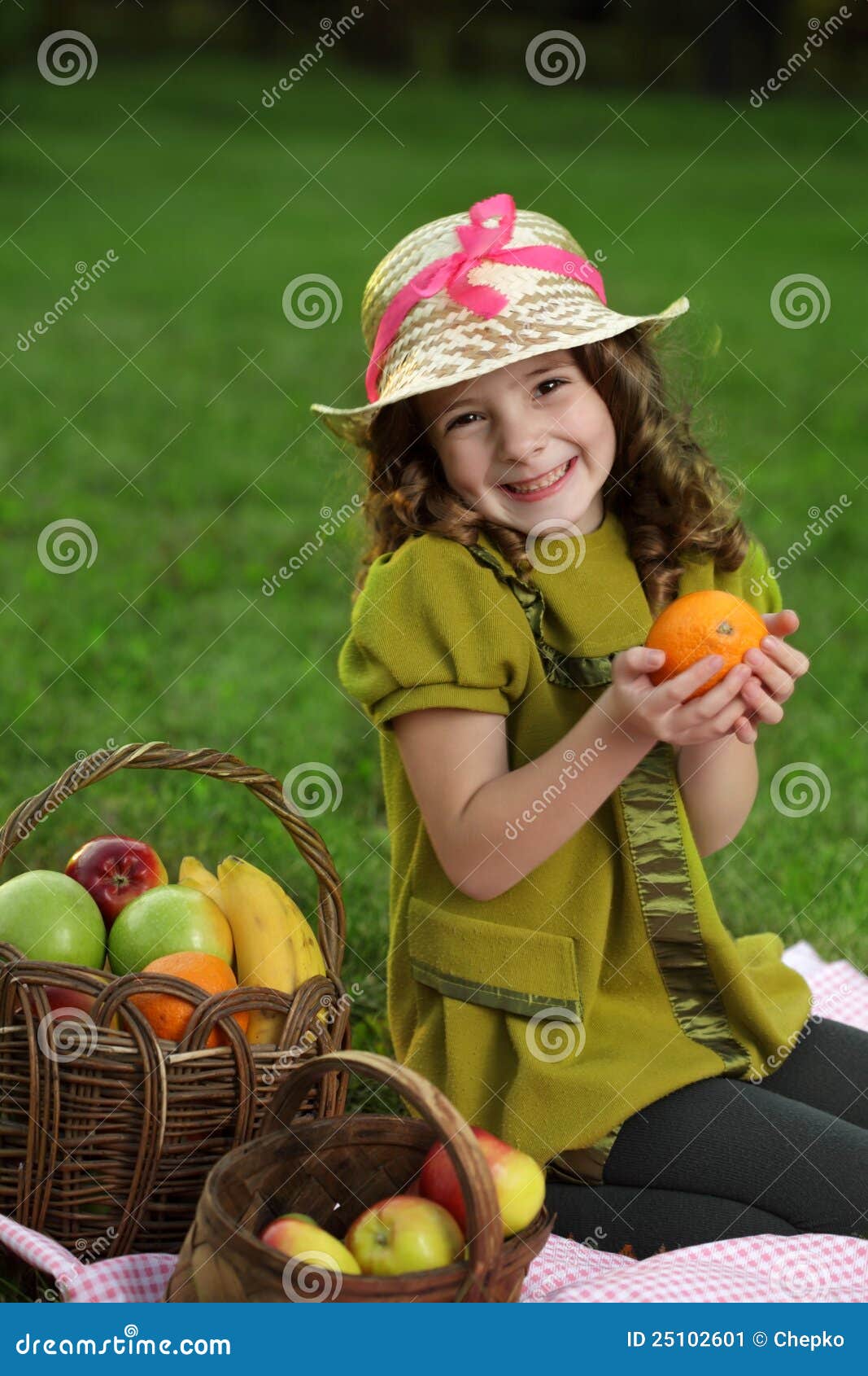 Girl with fruit stock image. Image of hair, green, banana - 25102601