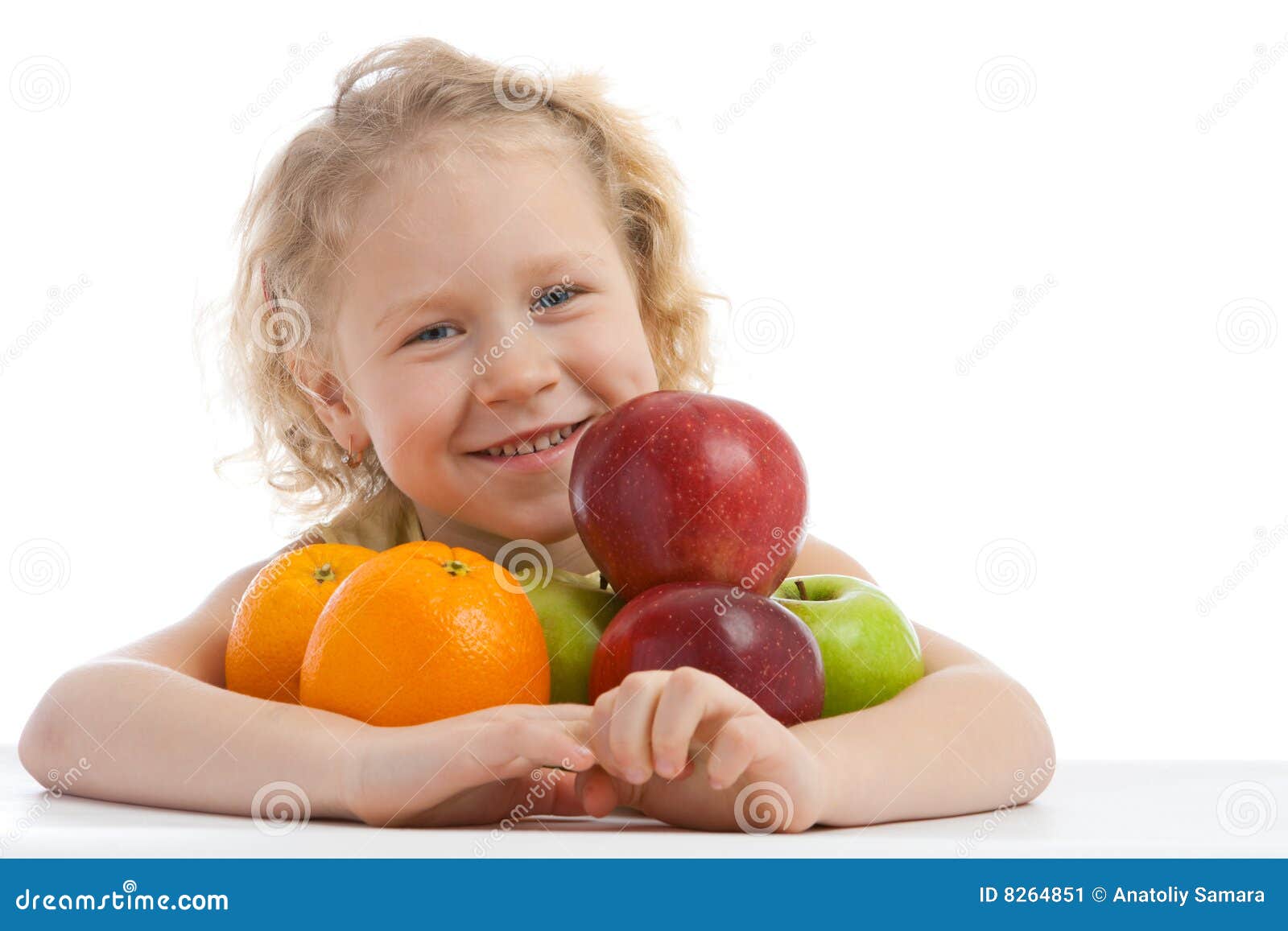 Girl with fruit stock image. Image of blonde, happy, bright - 8264851