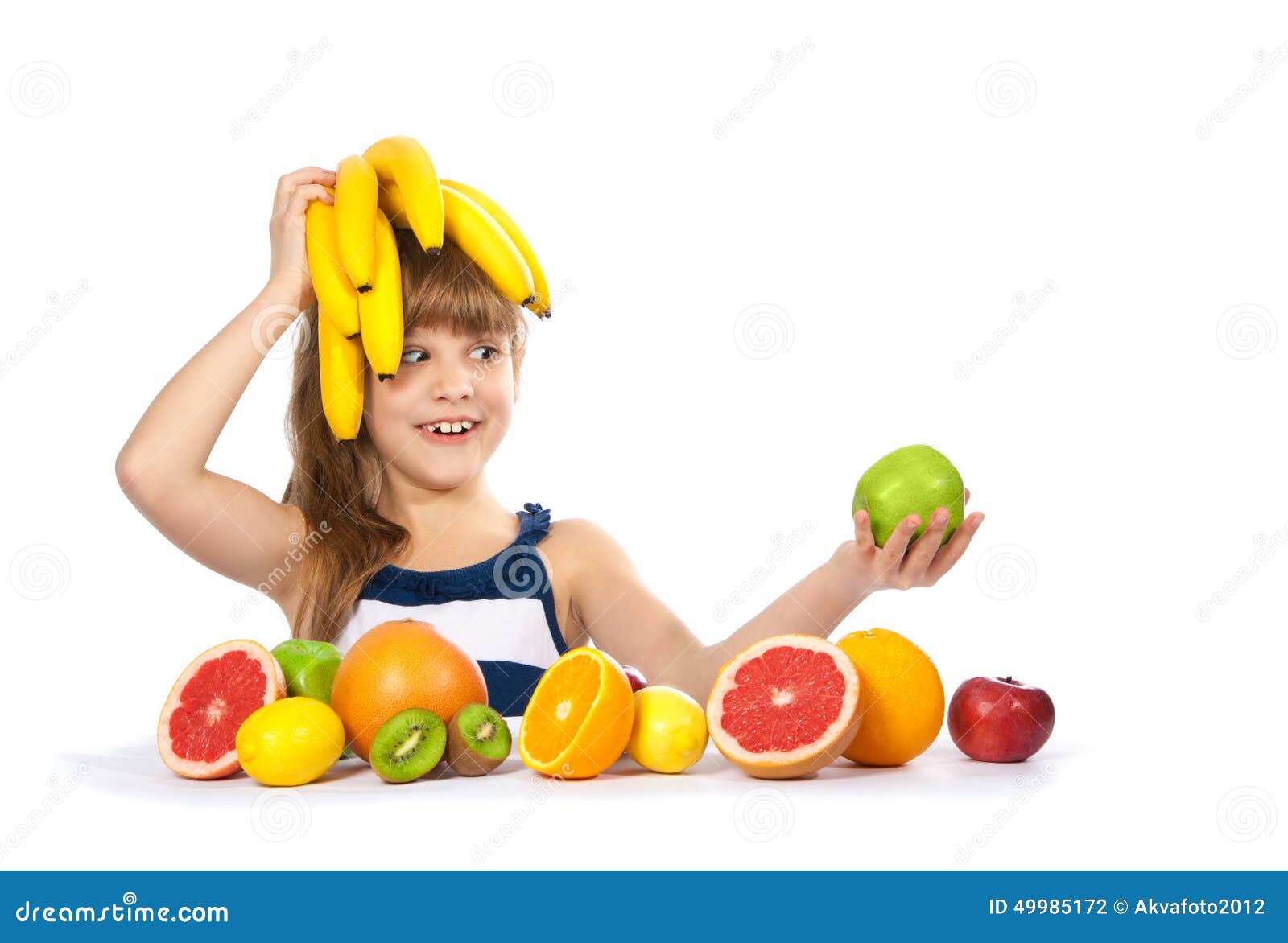 Girl with fruit stock photo. Image of background, juicy - 49985172