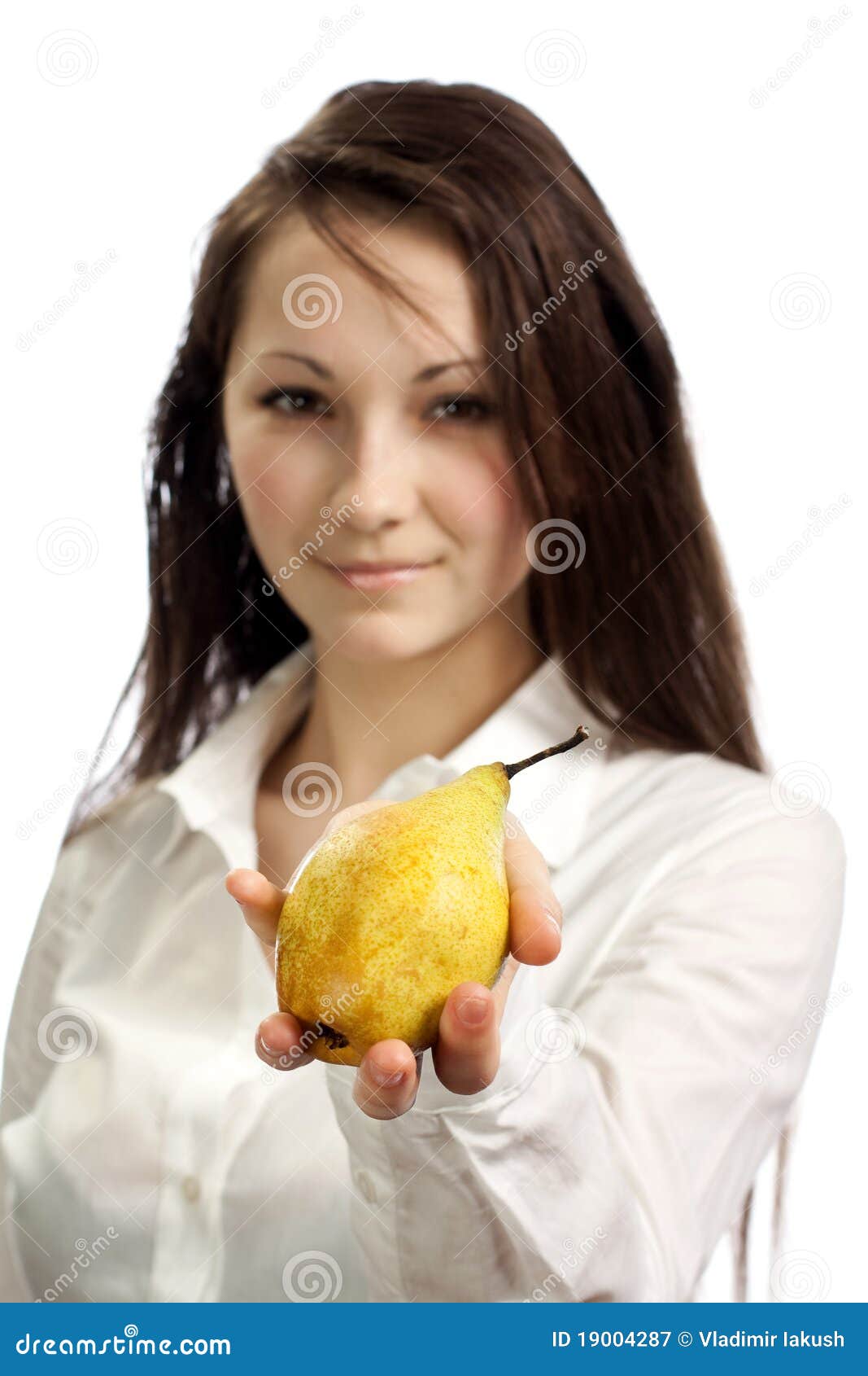 A Girl with a Fruit in Her Hand Stock Image - Image of beauty, healthy ...