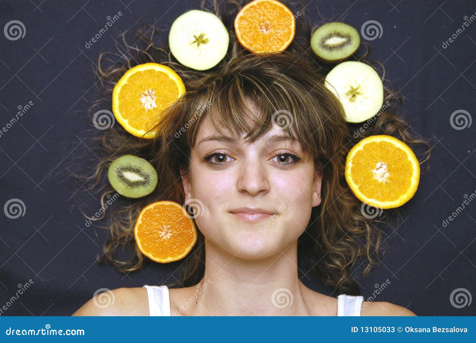 Girl with fruits stock image. Image of apple, pretty - 13105033