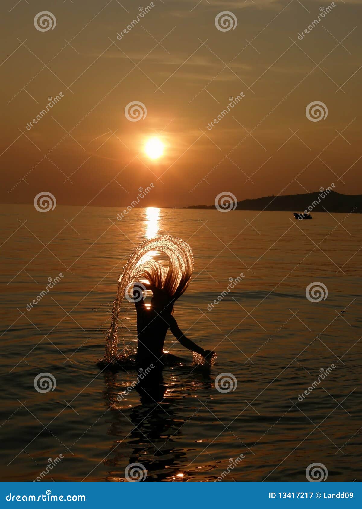 Girl in Fun at Summer Sunset Stock Image - Image of gold, concept: 13417217