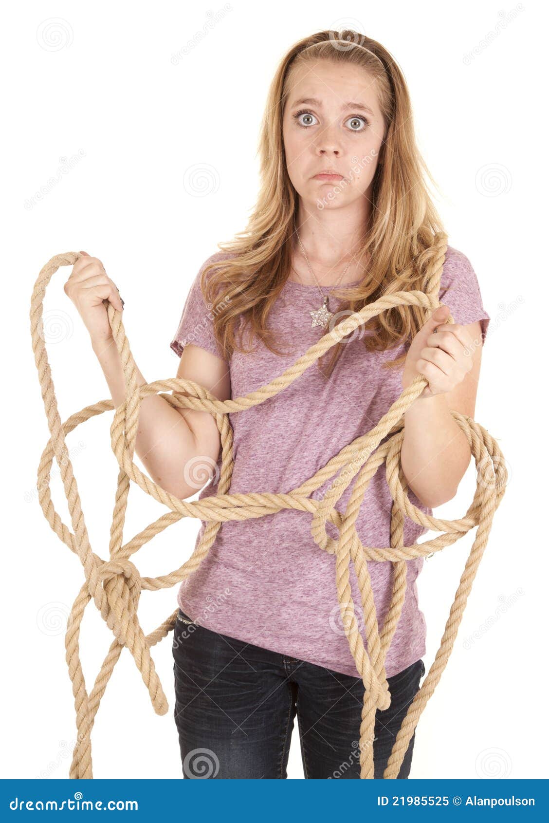 Cow Face With A Rope Around Her Snout, Friendly Expression, Amidst A ...