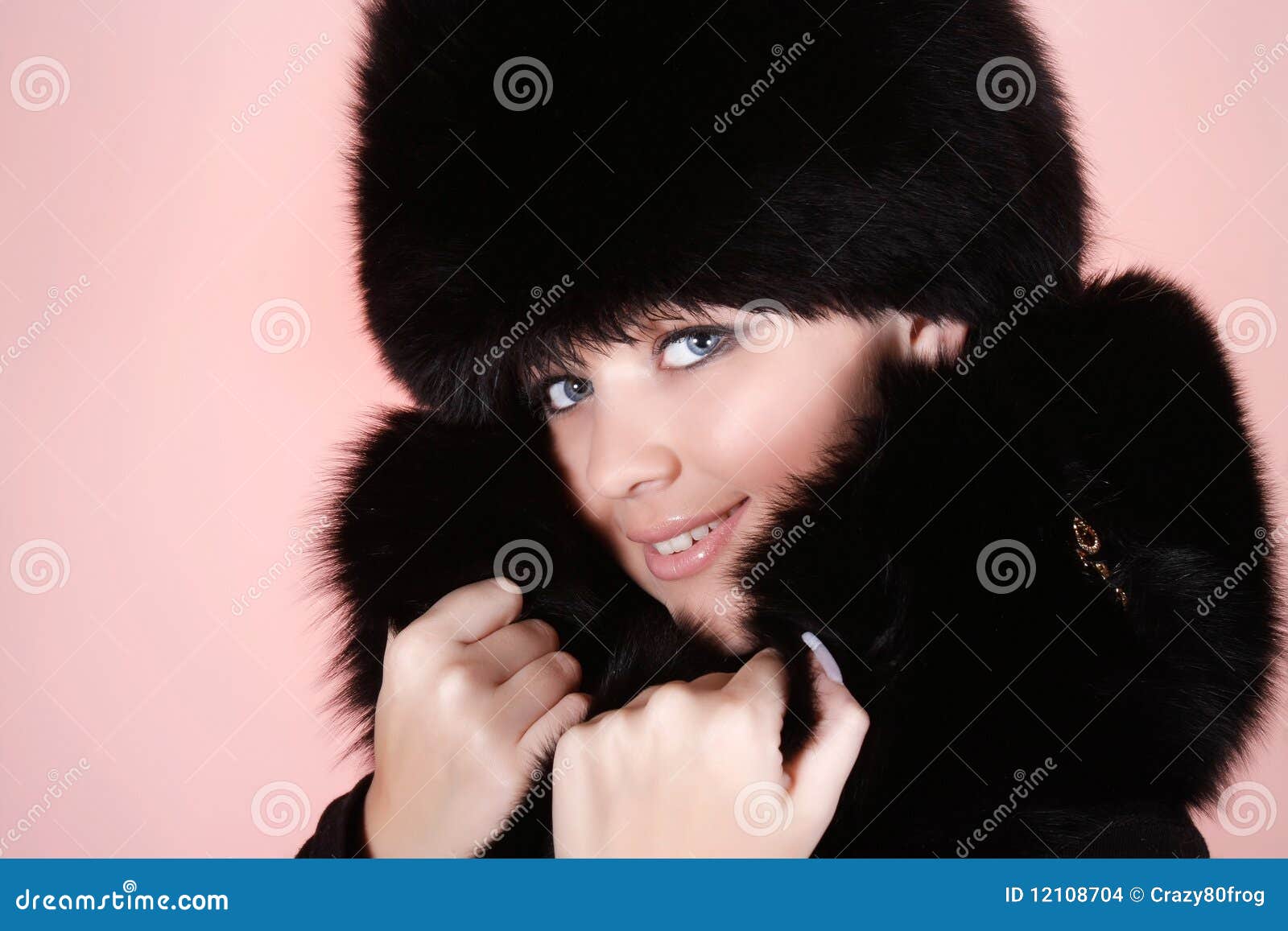 Girl in fur hat stock photo. Image of lifestyle, fashionable - 12108704