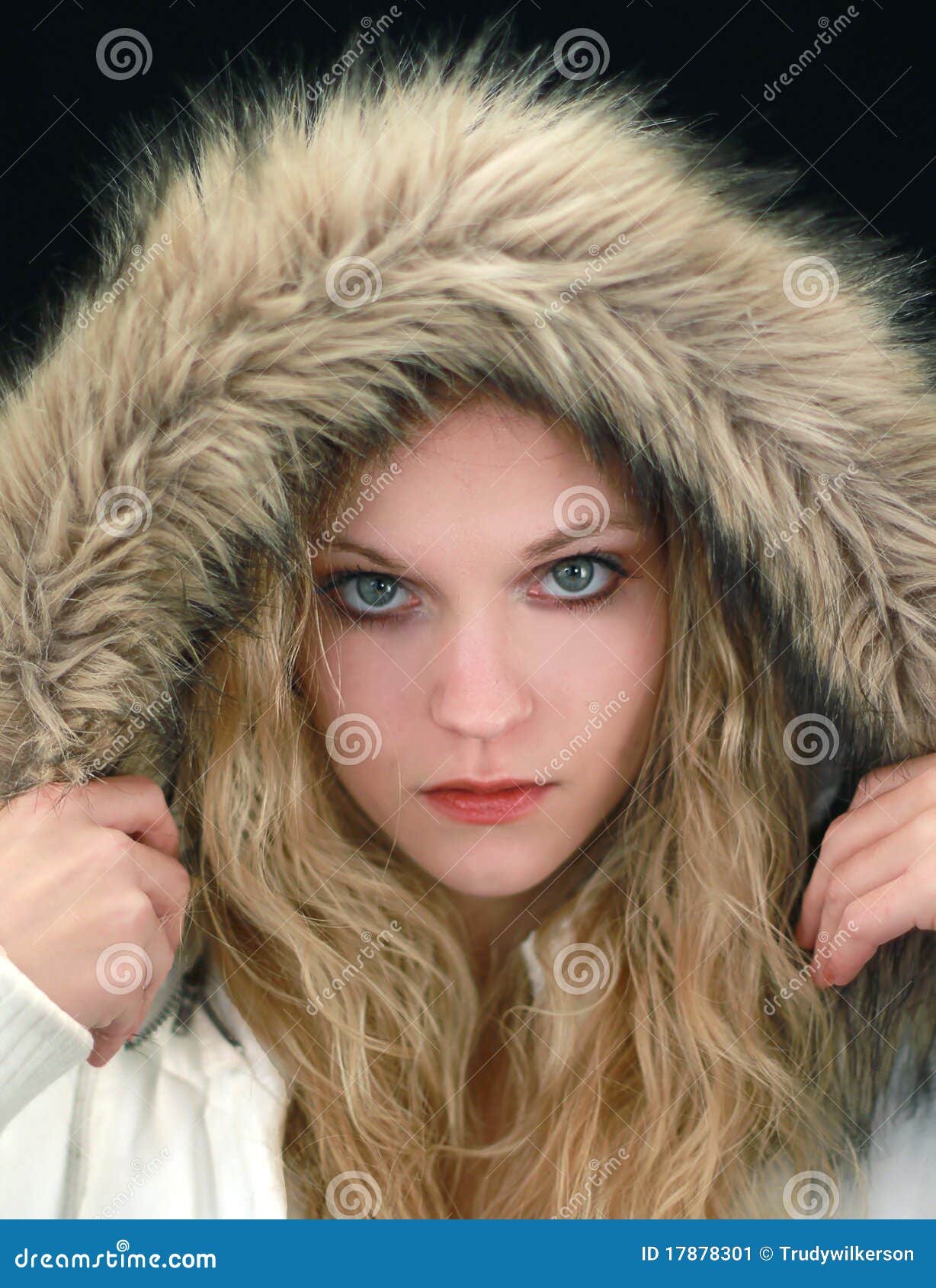 Girl in Fur Hood stock image. Image of long, clothing - 17878301