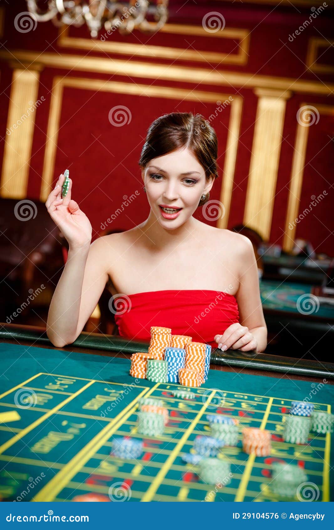 Girl gambles at the casino stock photo. Image of house - 29104576