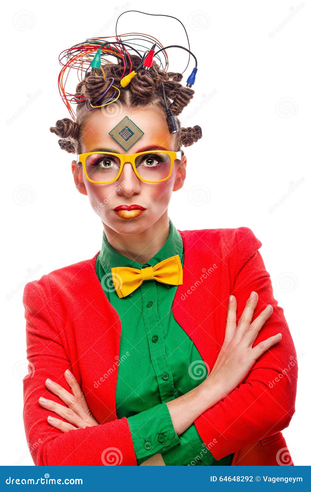 Girl Geek. a Computer Technician. Glasses. Stock Photo - Image of ...