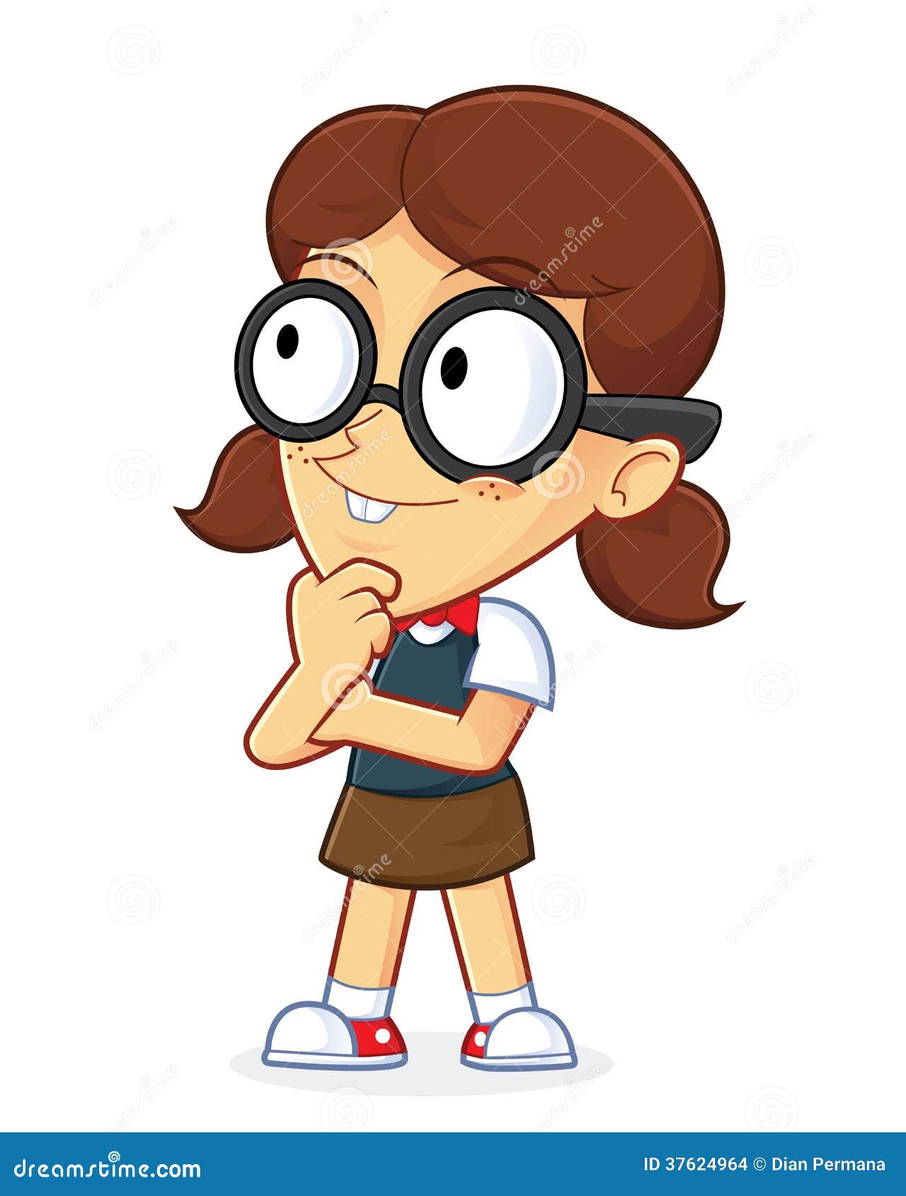 Girl Geek Thinking stock vector. Illustration of question - 37624964