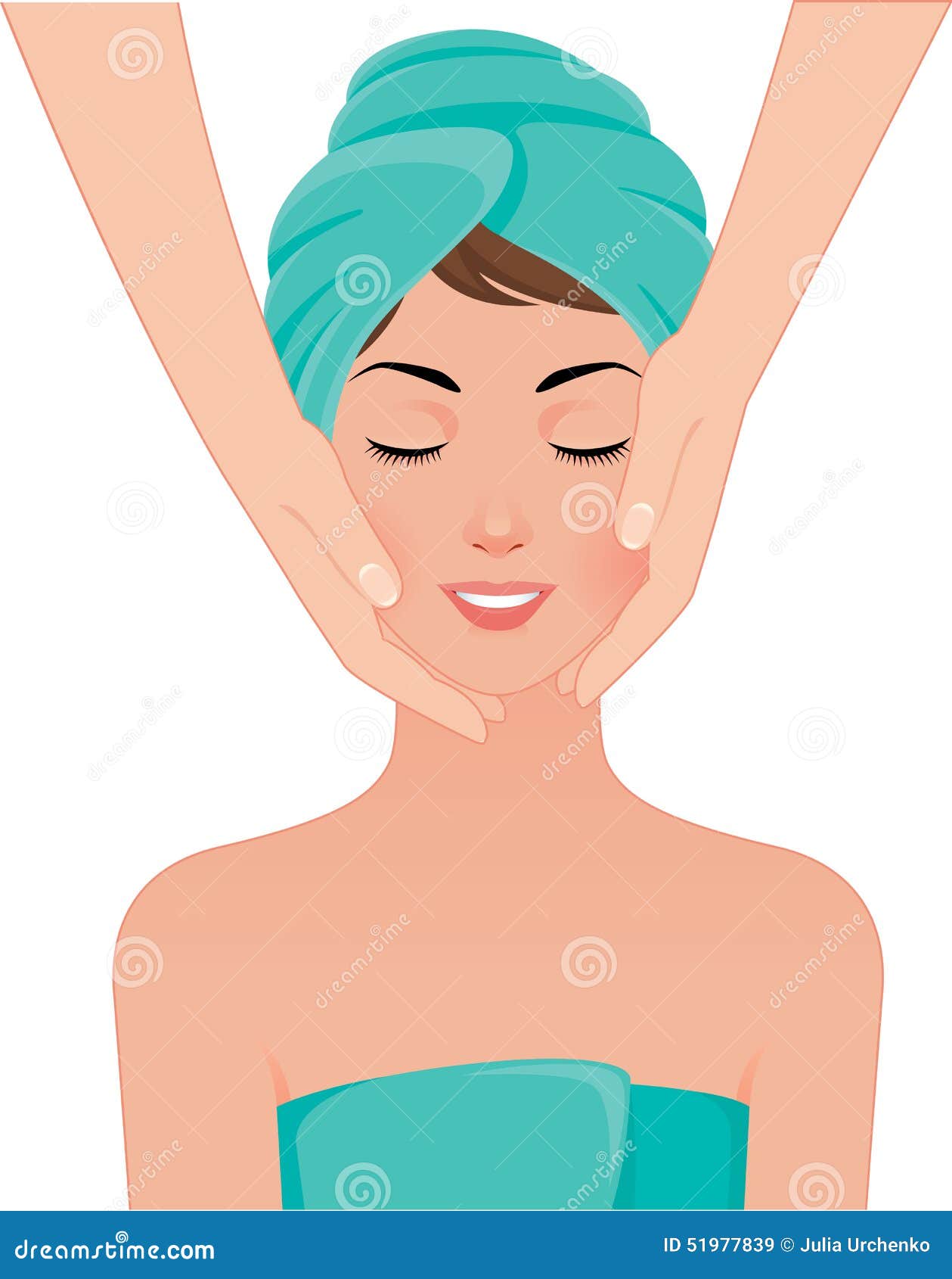 Girl Gets A Face Massage In Spa Salon Stock Vector Illustration Of