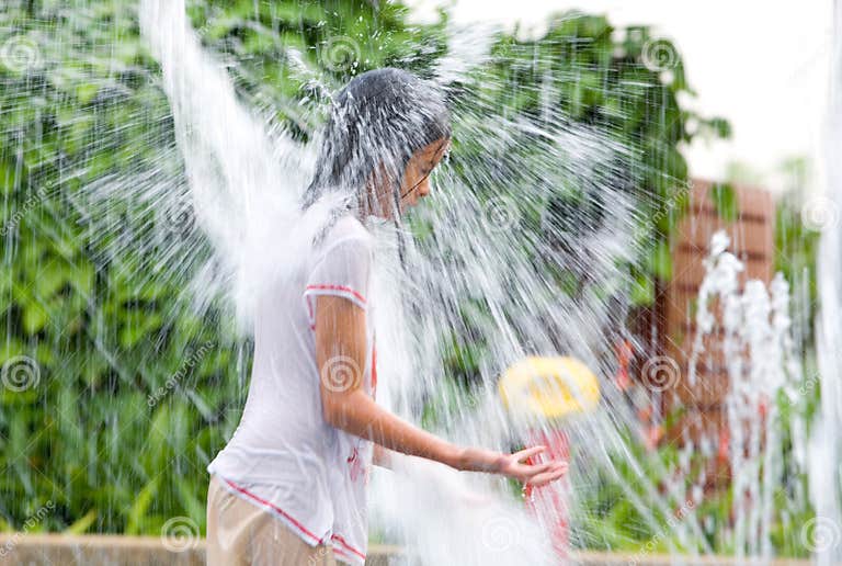 Girl getting drenched stock image. Image of childhood - 5185313