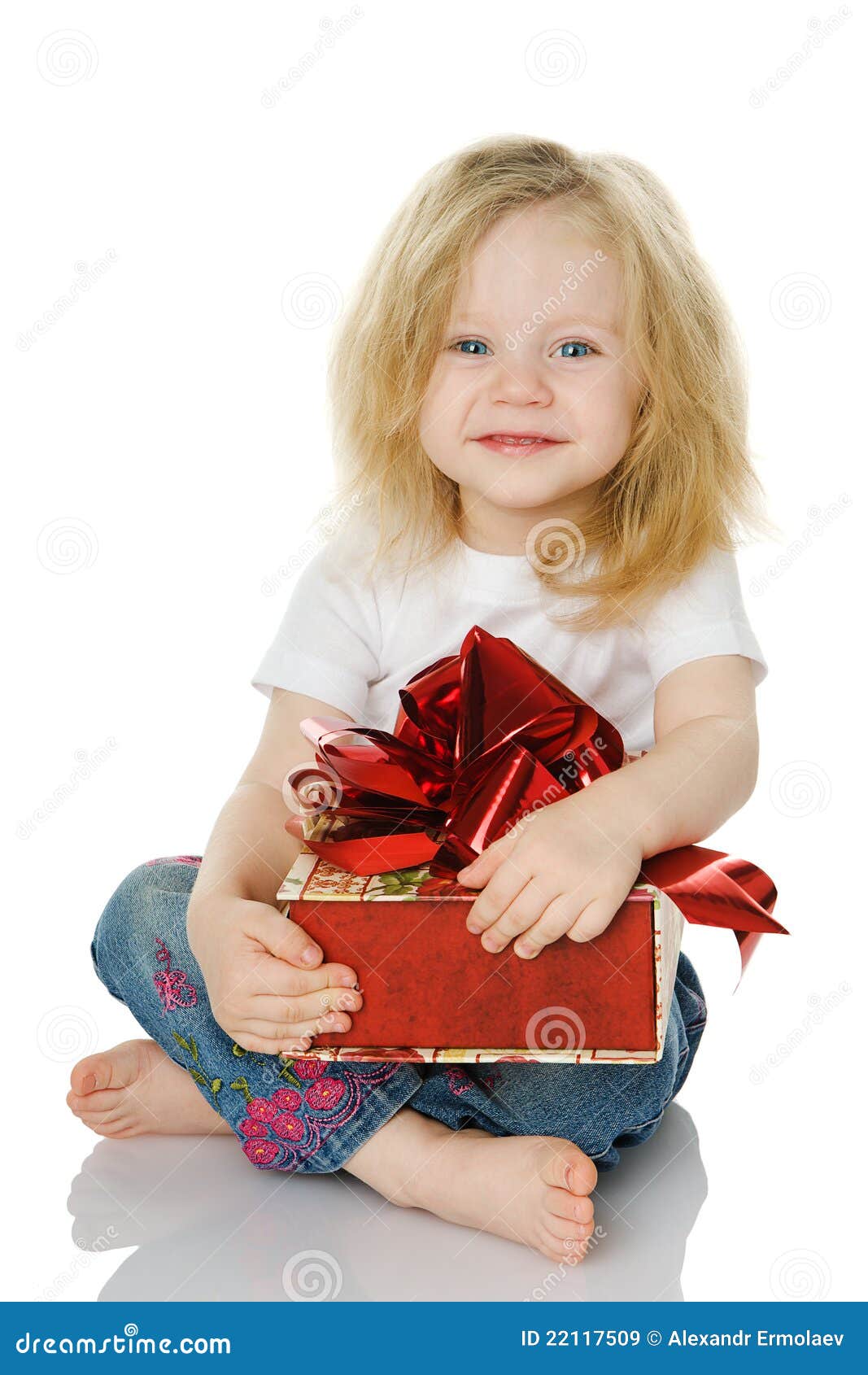 The girl with a gift stock image. Image of happy, gift - 22117509