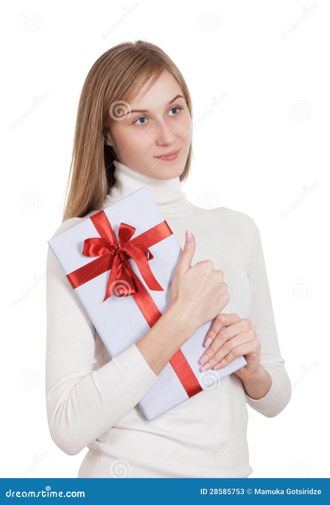 Girl with a gift stock image. Image of casual, ecstatic - 28585753