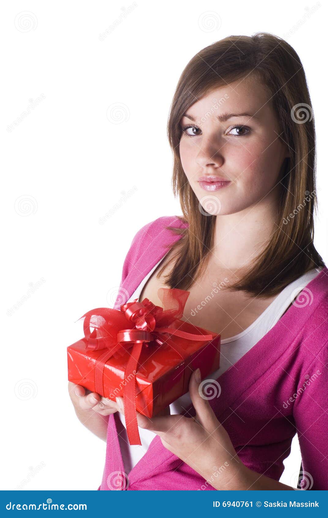 Girl with gift. stock image. Image of pretty, beauty, cute - 6940761