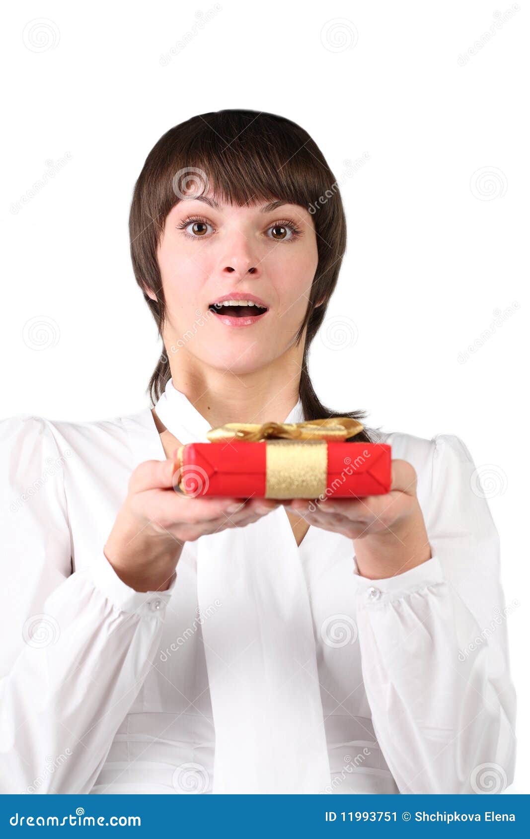 Girl with gift box stock image. Image of close, excitement - 11993751