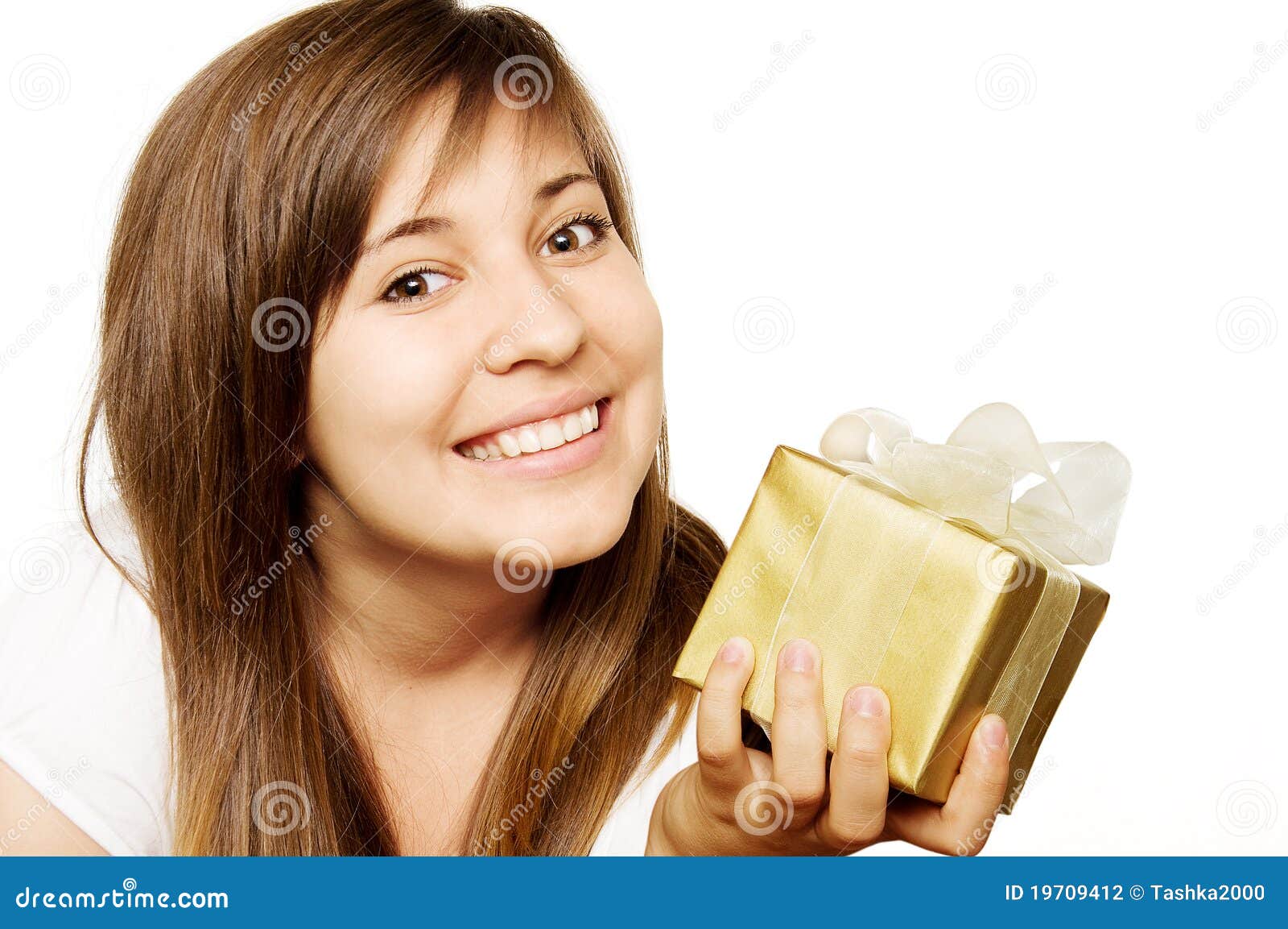 Girl with gift box stock photo. Image of christmas, anniversary - 19709412