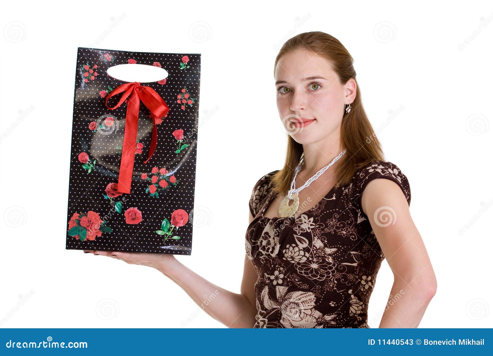Girl with gift package stock image. Image of package - 11440543