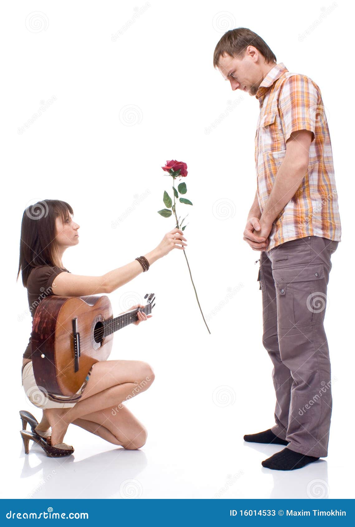 Girl Gives The Boy A Rose Stock Photos - Image: 16014533
