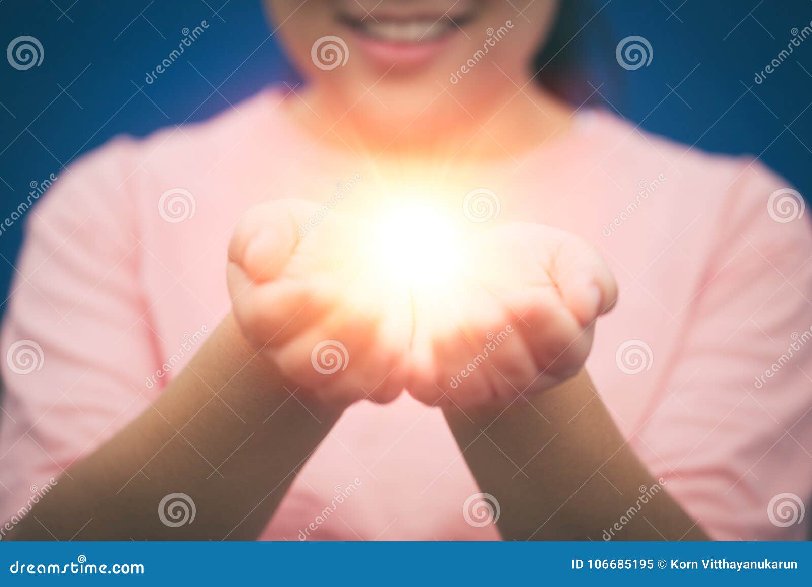 Girl Giving Miracle Or Hope In Her Hands Royalty-Free Stock Photography ...