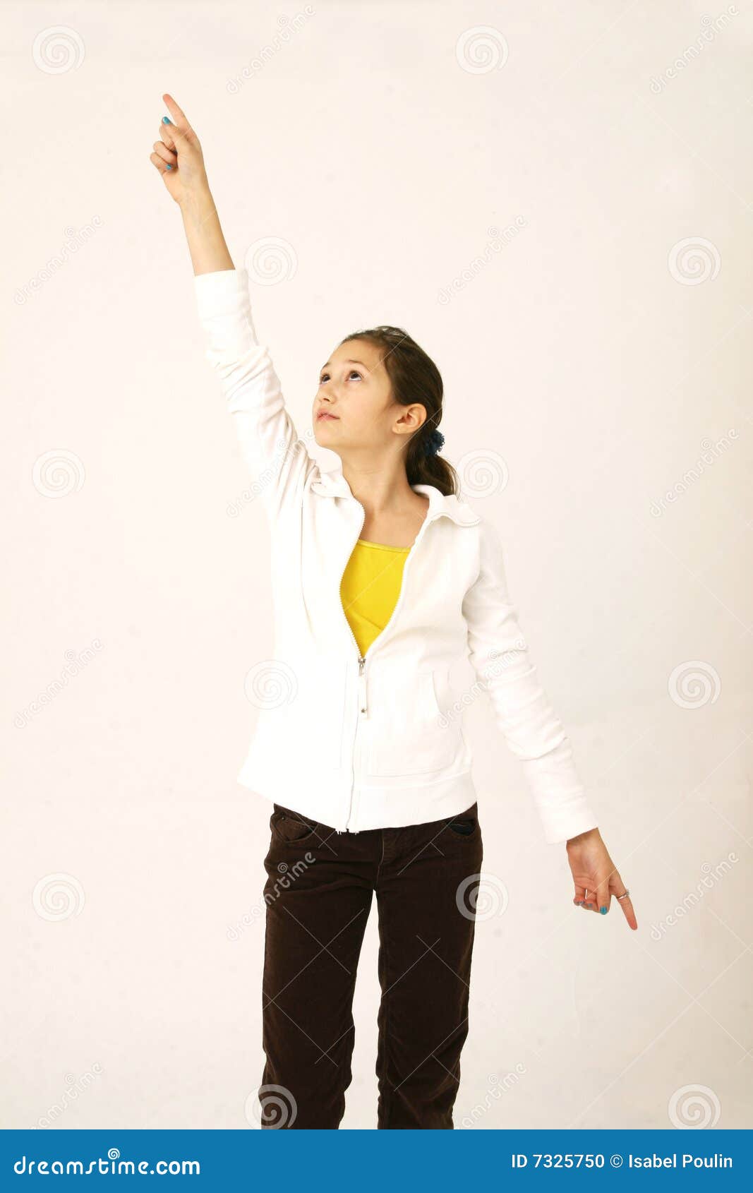 Girl giving signal stock photo. Image of left, orange - 7325750