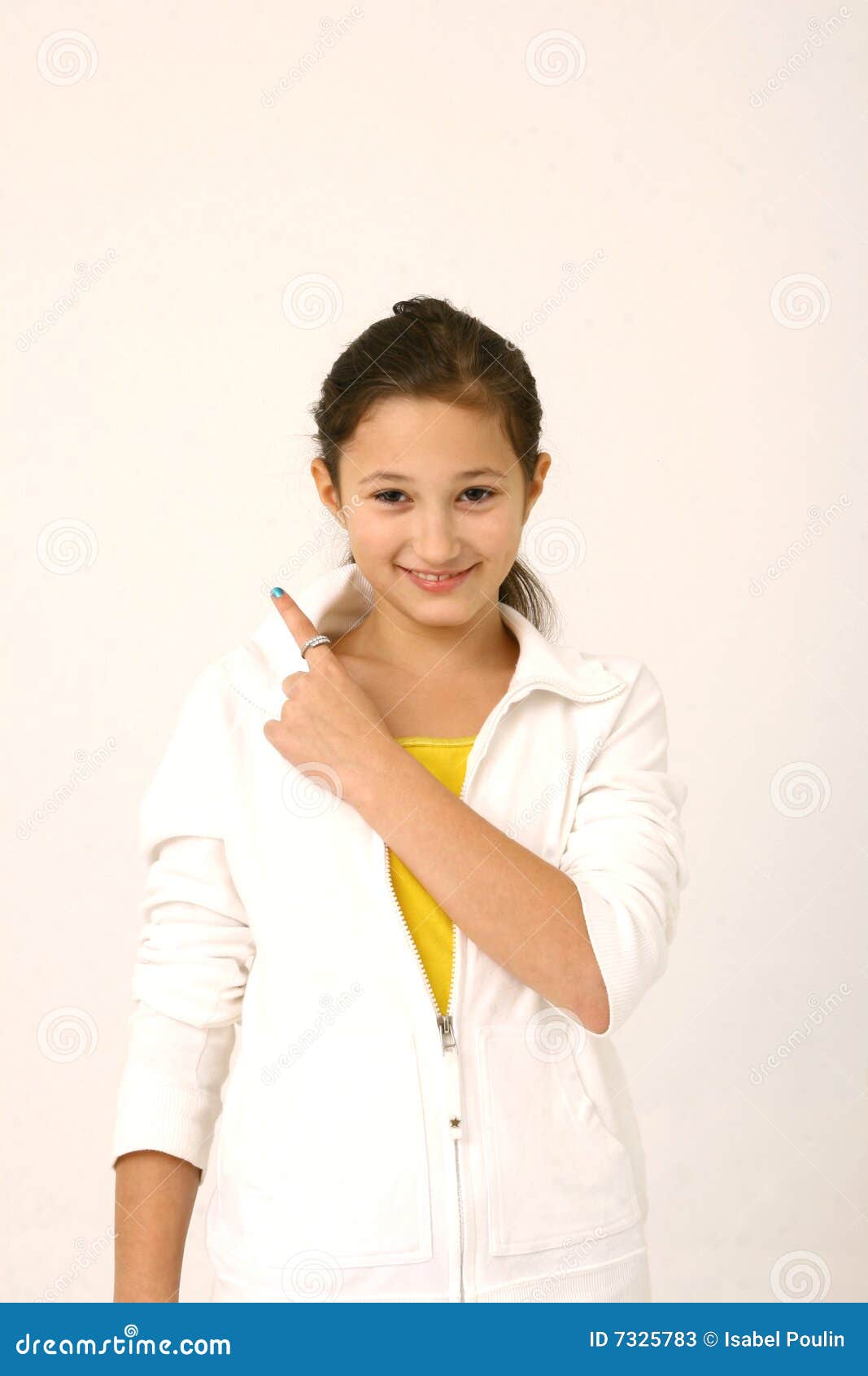 Girl giving signal stock image. Image of signal, sign - 7325783