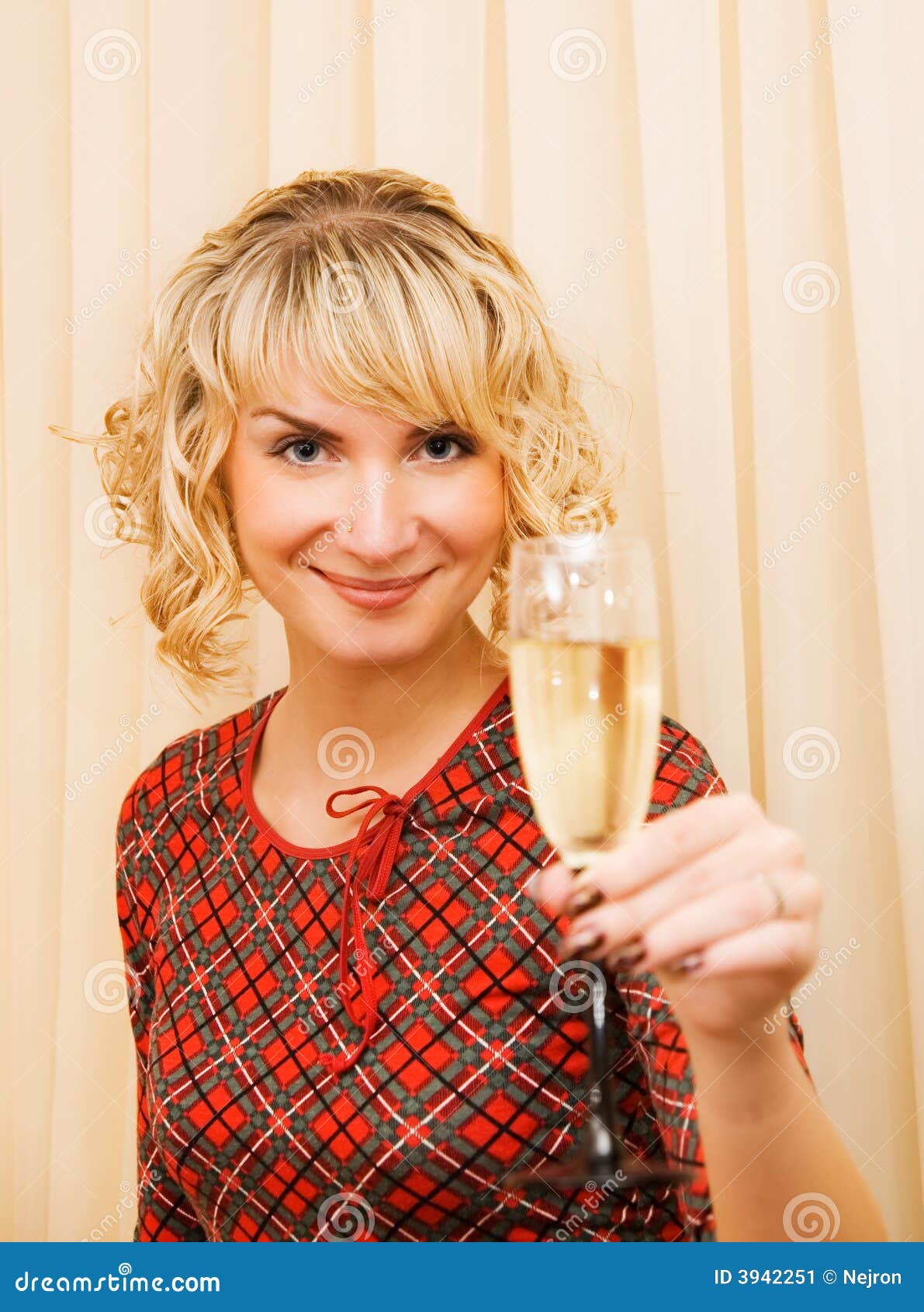 Girl with a Glass of Champagne Stock Image - Image of friendship ...