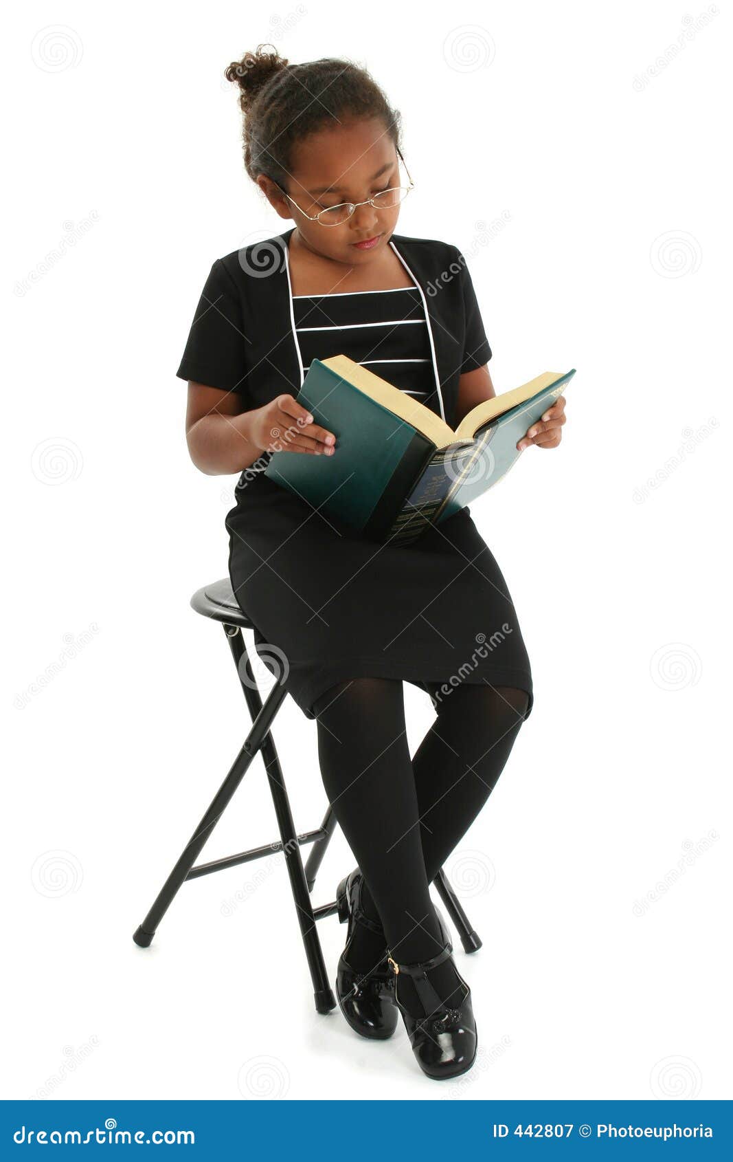 Girl with Glasses Reading stock image. Image of teacher - 442807