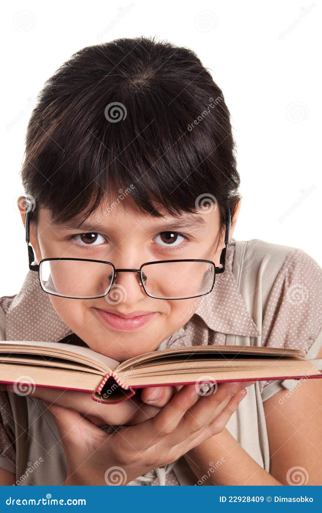 Girl with Glasses Reading a Book Stock Image - Image of expression ...