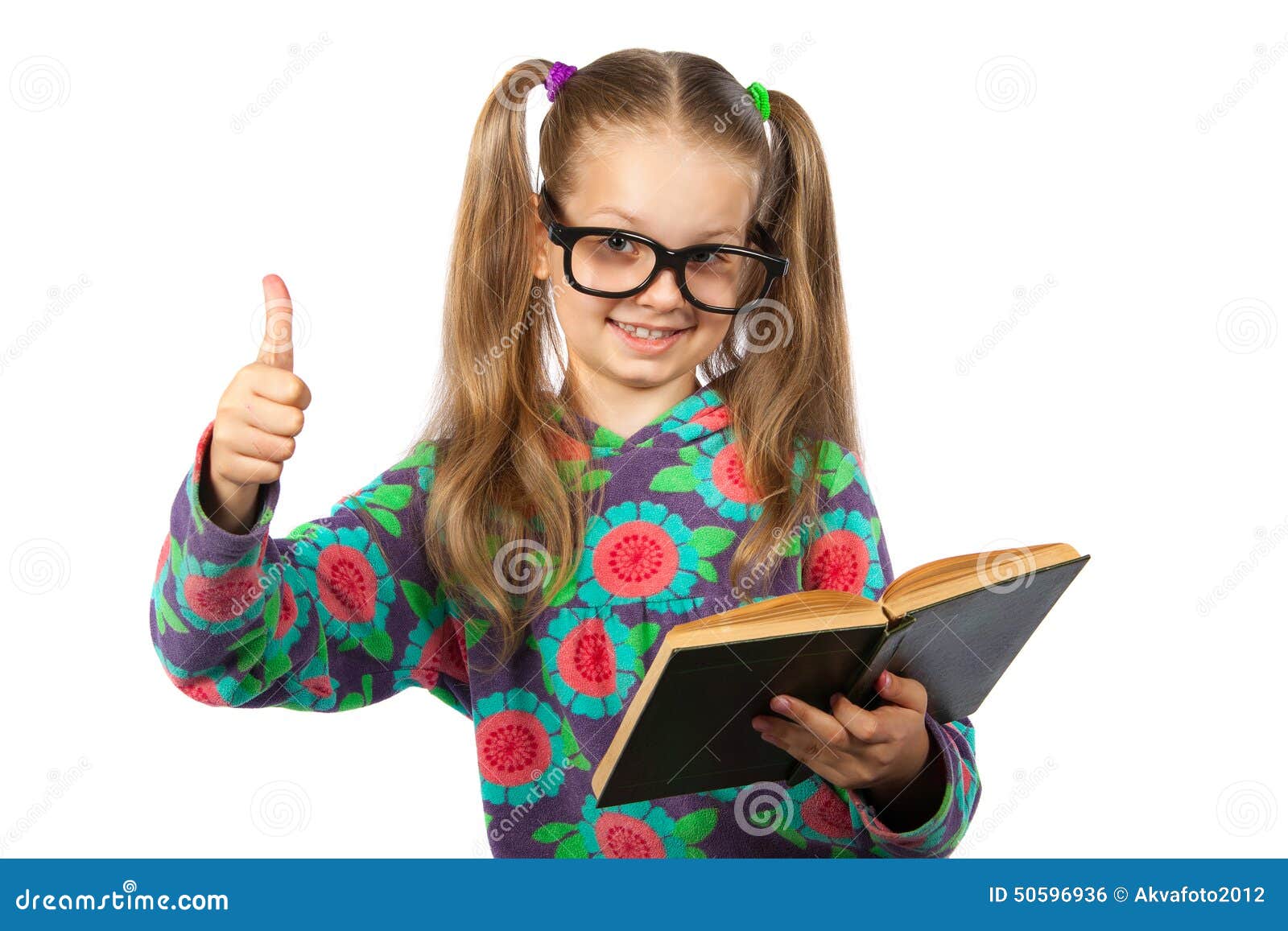 Girl with Glasses Reading a Book Stock Photo - Image of learn, adorable ...