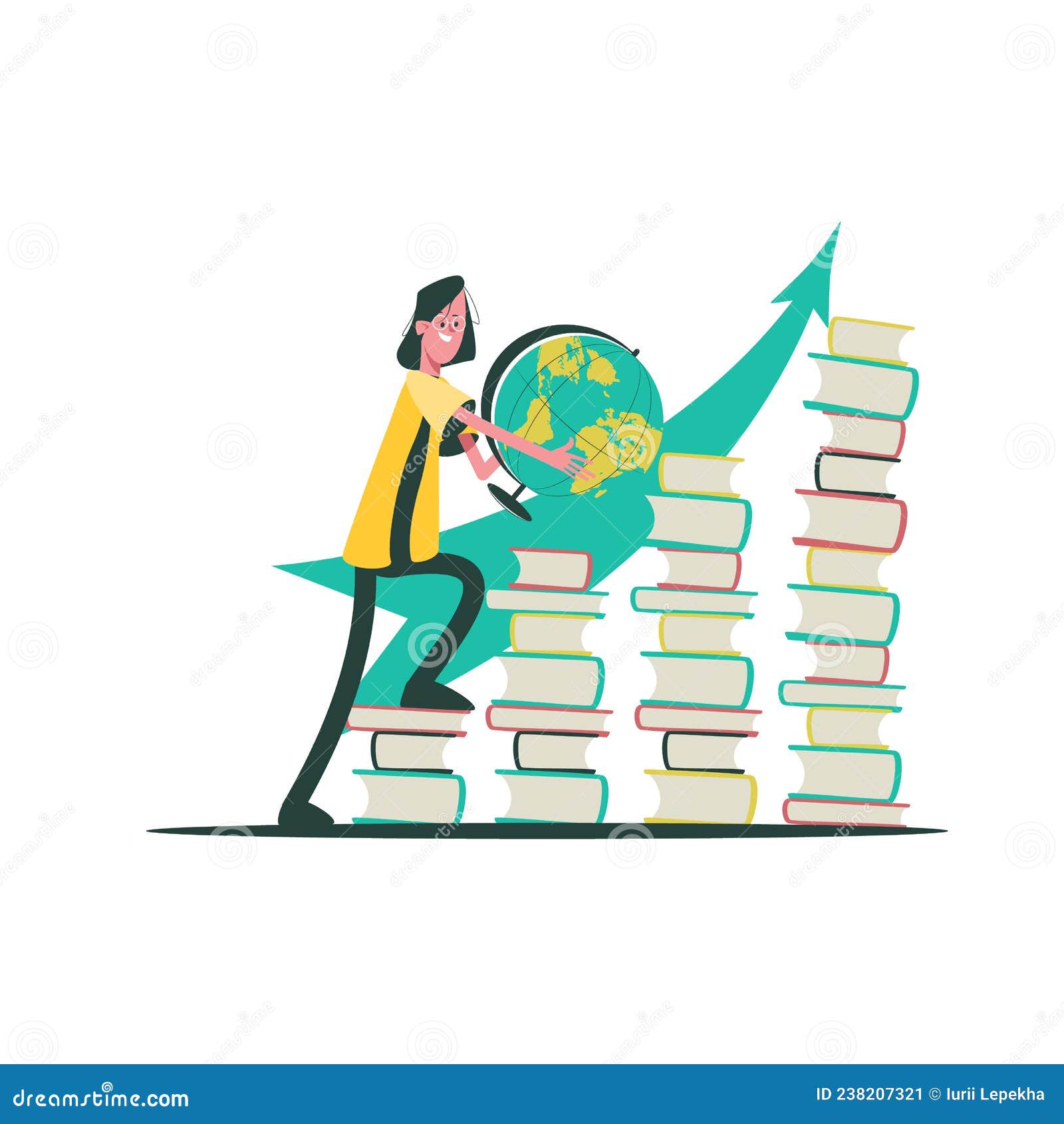 Girl with a Globe is Self-educating. Online Education, Knowledge ...