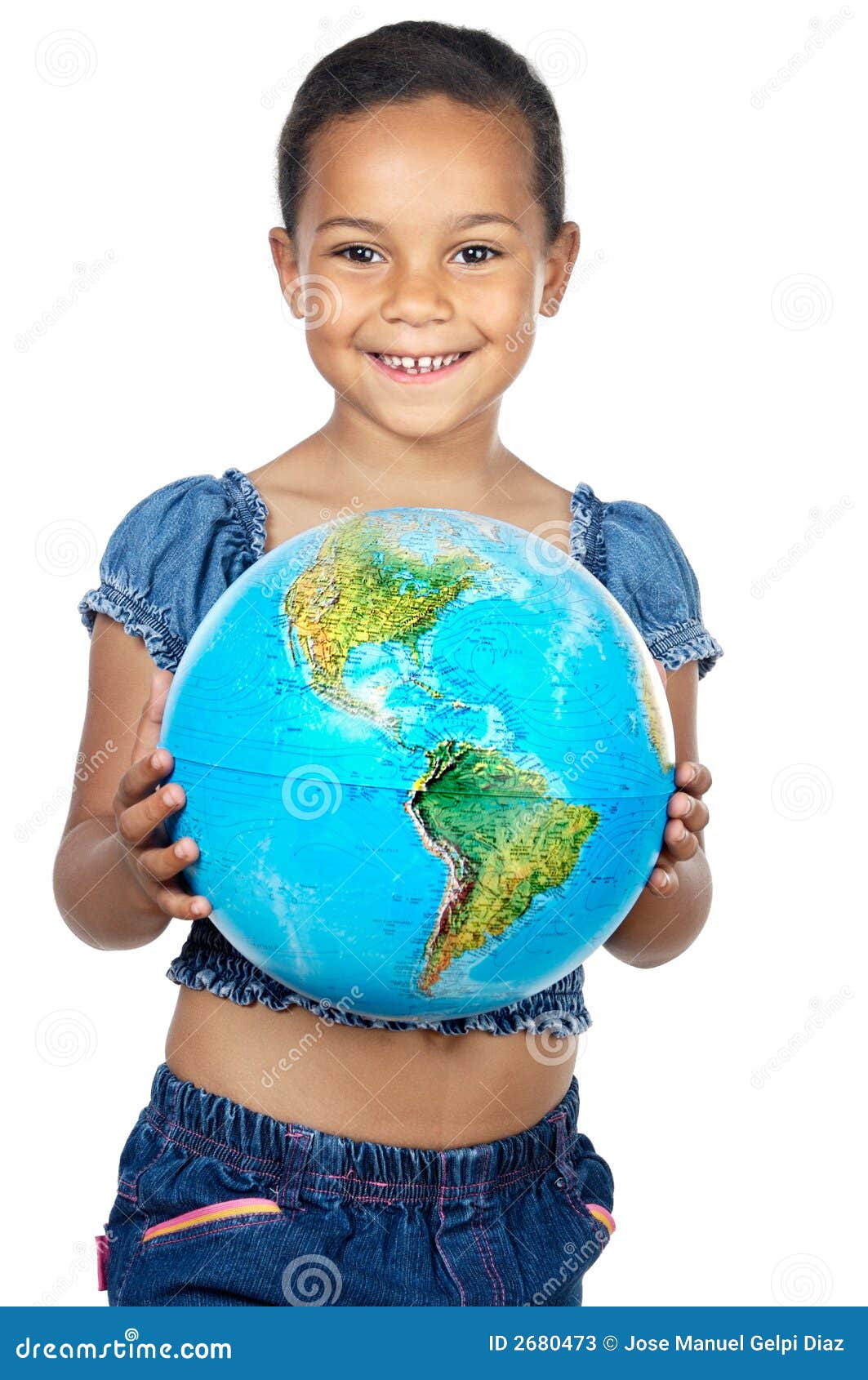 Girl with a Globe of the World Stock Image - Image of environment ...