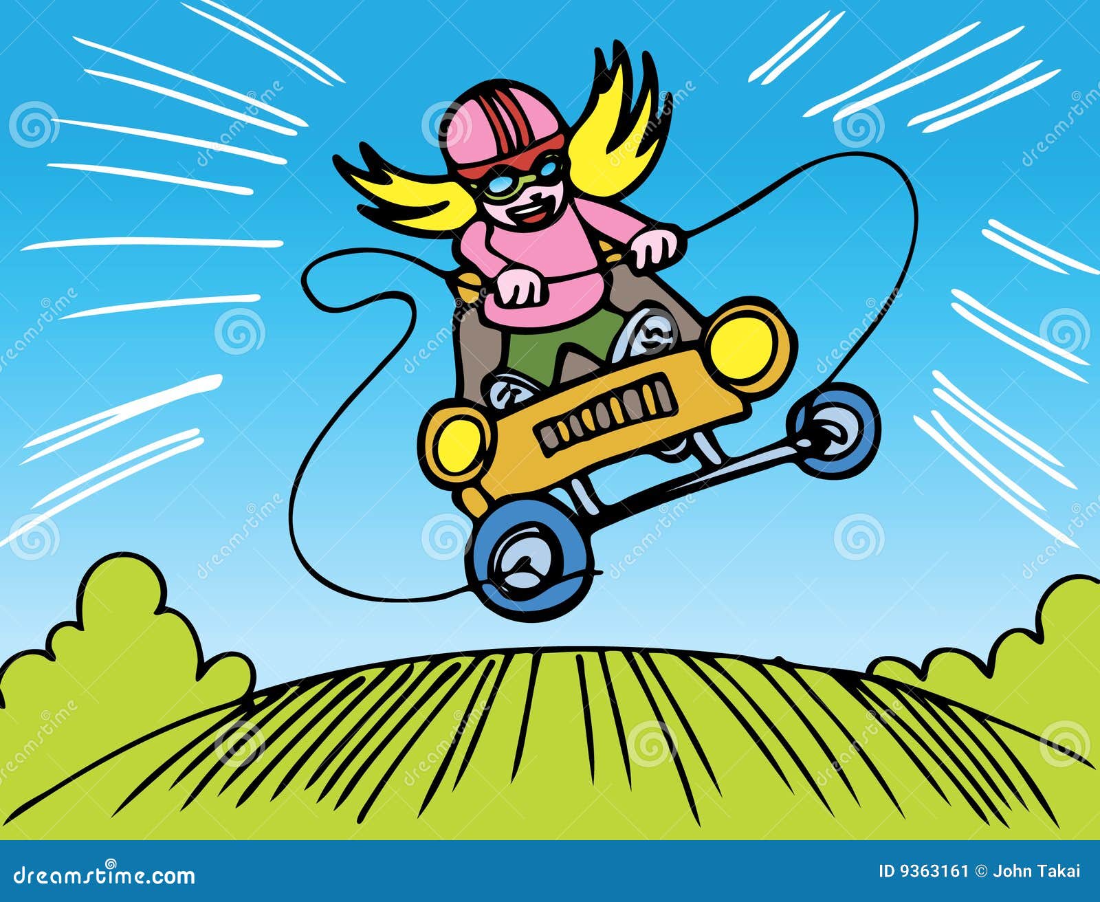 Girl Go Kart Race Cartoon Vector | CartoonDealer.com #9363161