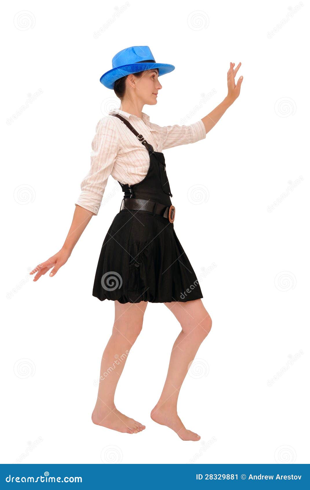 The Girl Goes on a White Background Stock Image - Image of people ...