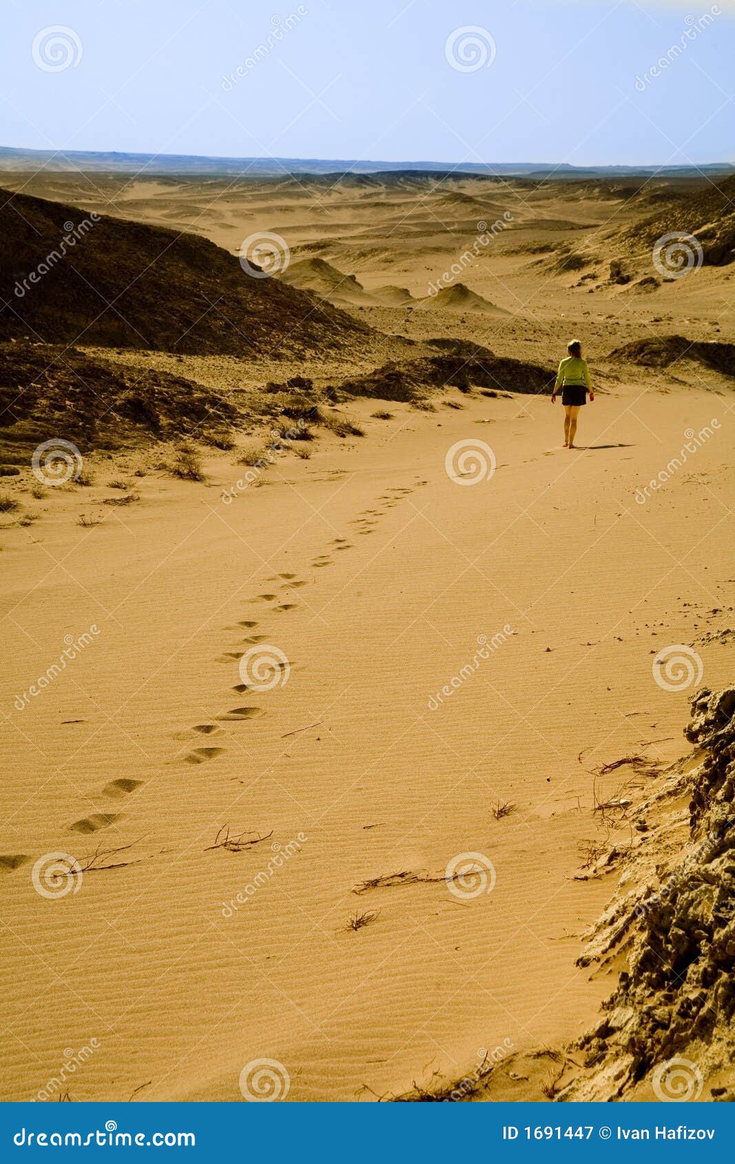 The Girl Going Away in Desert Stock Image - Image of adventure, nature ...