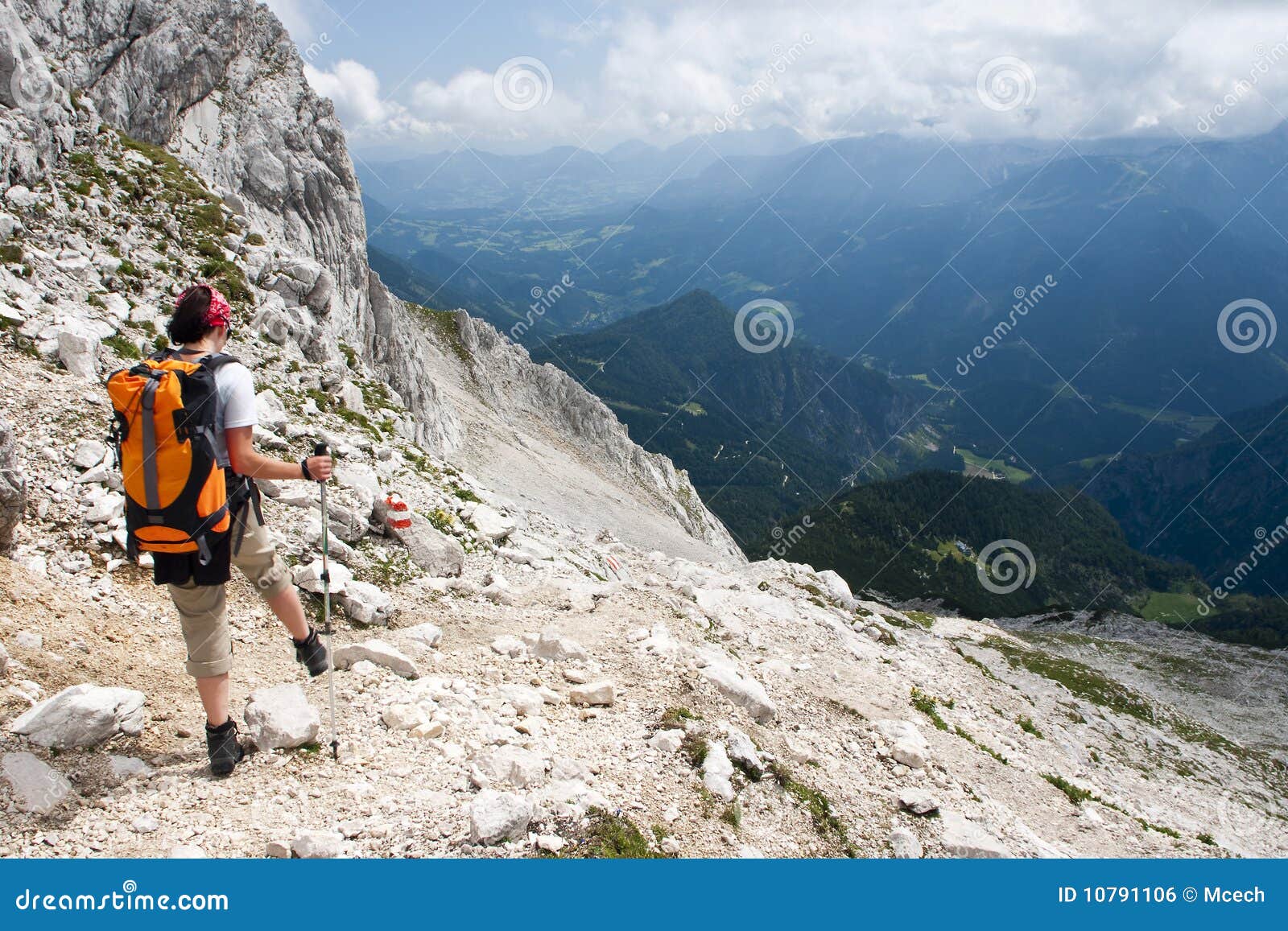 Girl going down stock photo. Image of natural, alps, trekking - 10791106