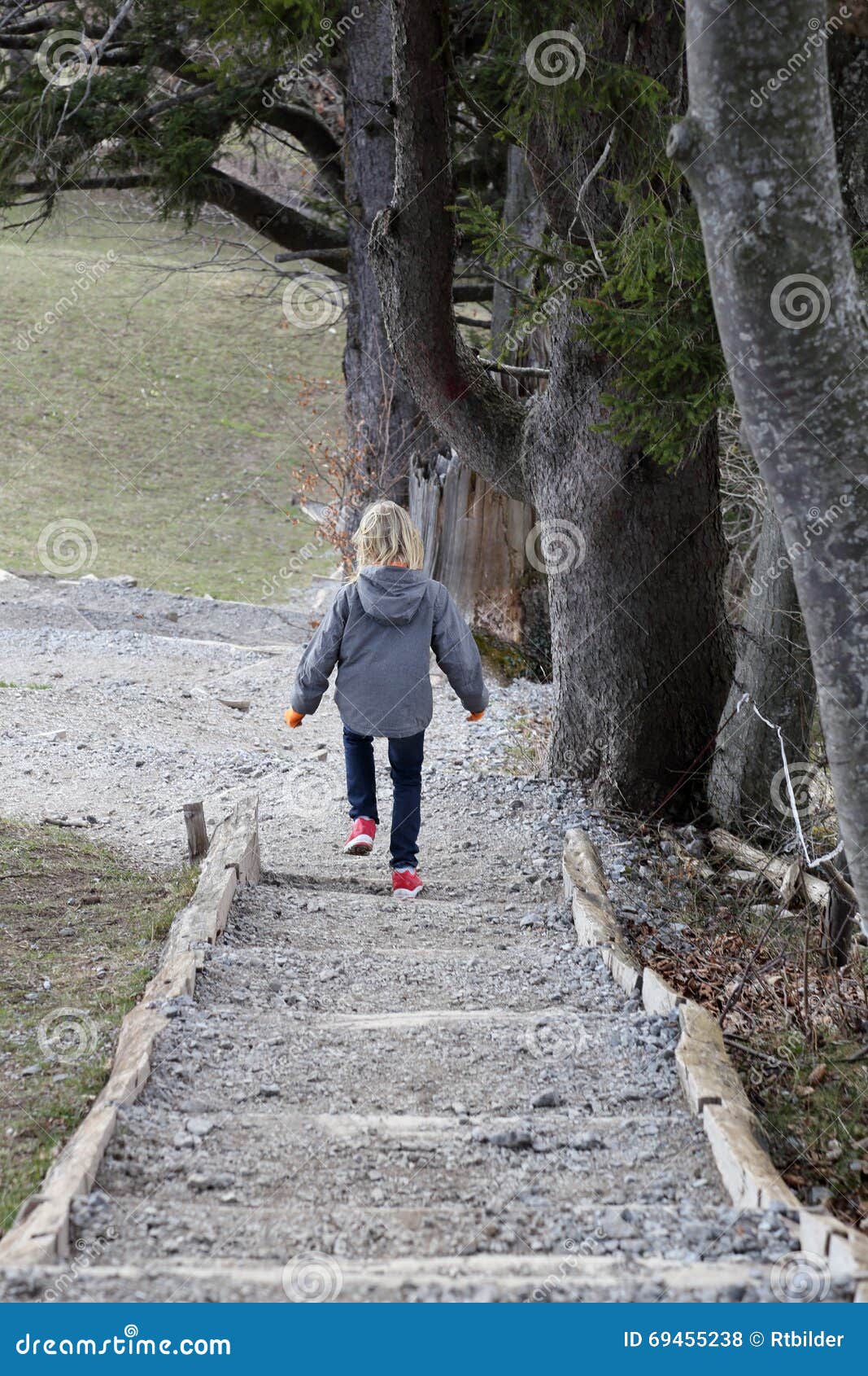 Girl is going downstairs stock photo. Image of stairs - 69455238