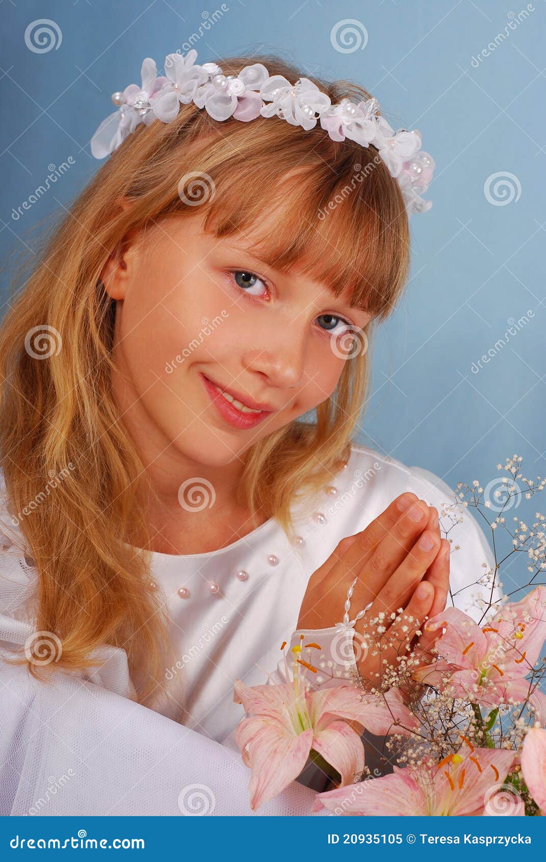 Girl Going To the First Holy Communion Stock Image - Image of blond ...