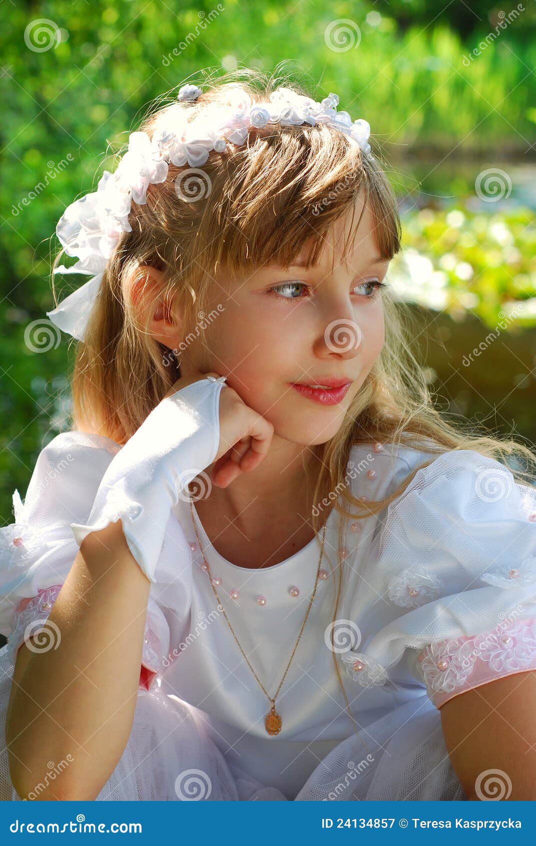 Girl Going To the First Holy Communion Stock Image - Image of looking ...