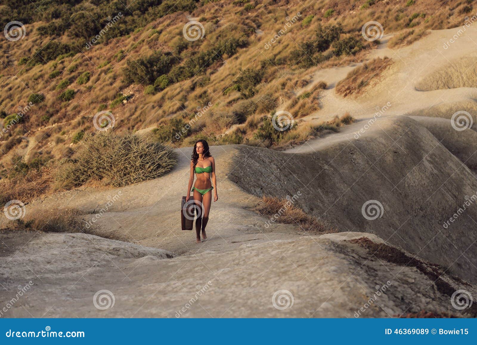 A girl going up the hill stock image. Image of nature - 46369089