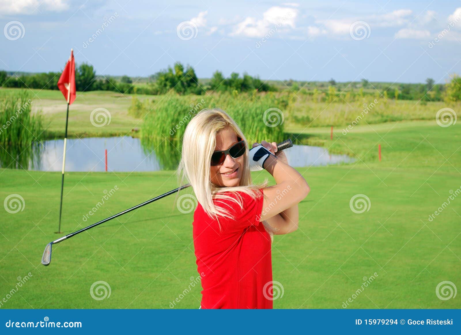Girl golf player portrait stock photo. Image of lawn - 15979294