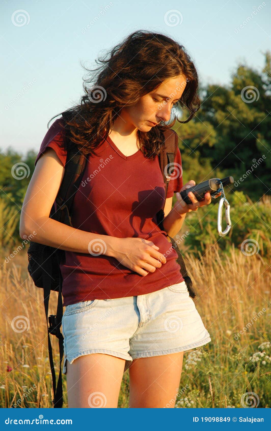 Girl with GPS navigator stock image. Image of mobility - 19098849