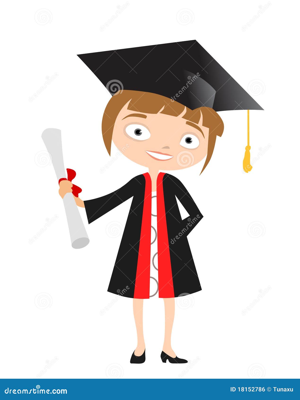 Girl Graduate Cartoon Vector Illustration | CartoonDealer.com #67075100