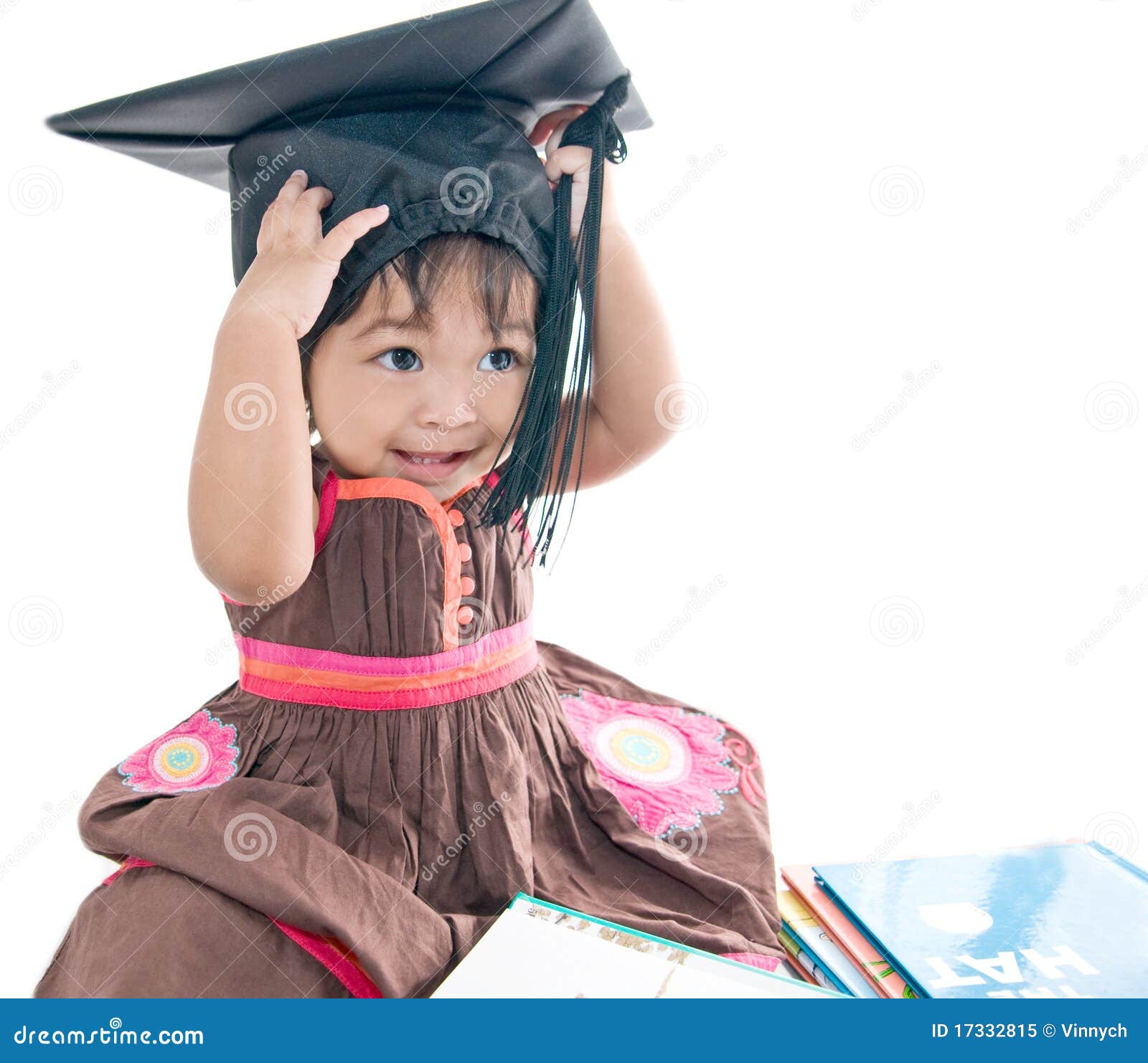 Girl in graduation cap stock image. Image of isolated - 17332815