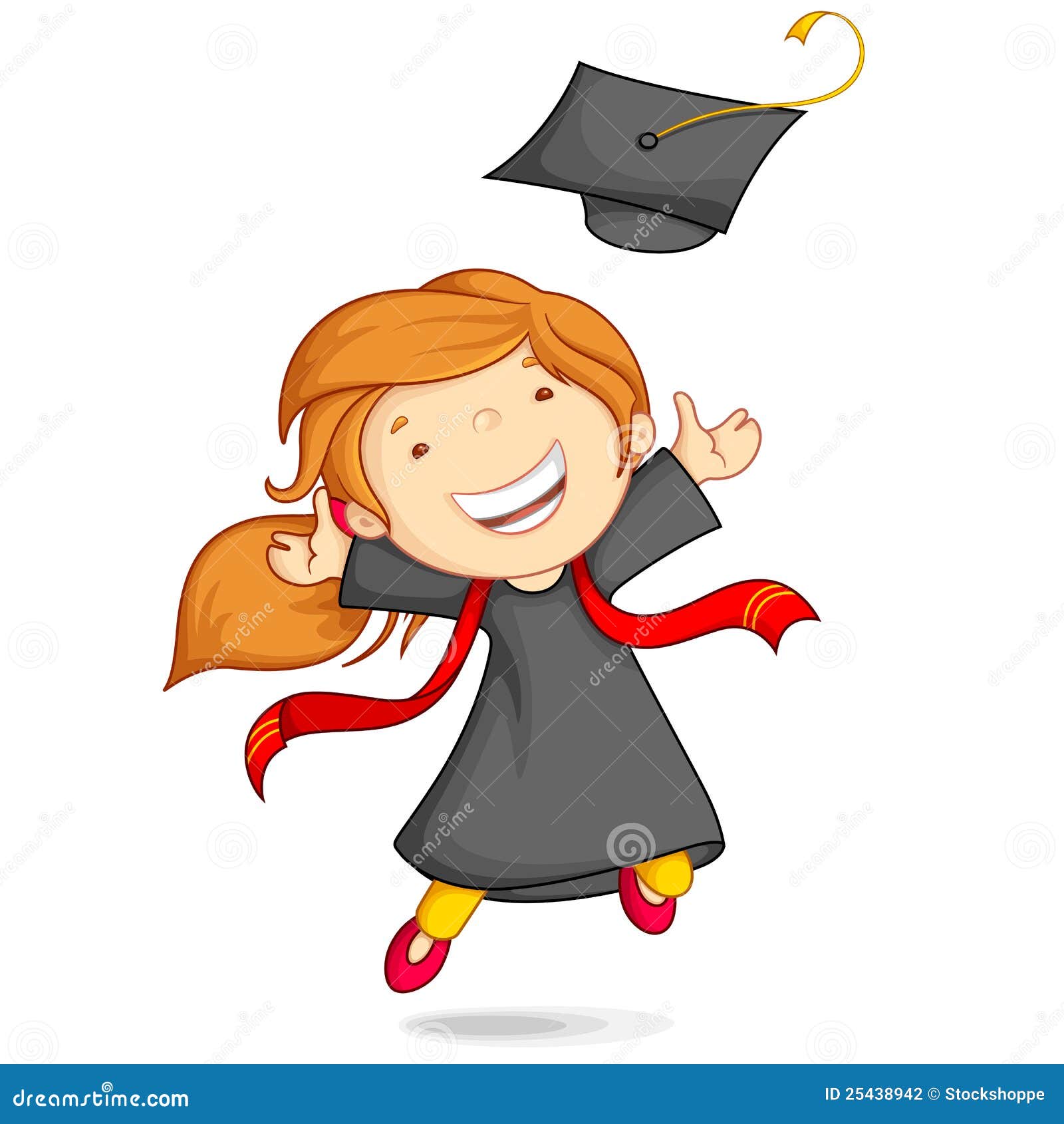 Girl In Graduation Gown Stock Vector Illustration Of Intelligent