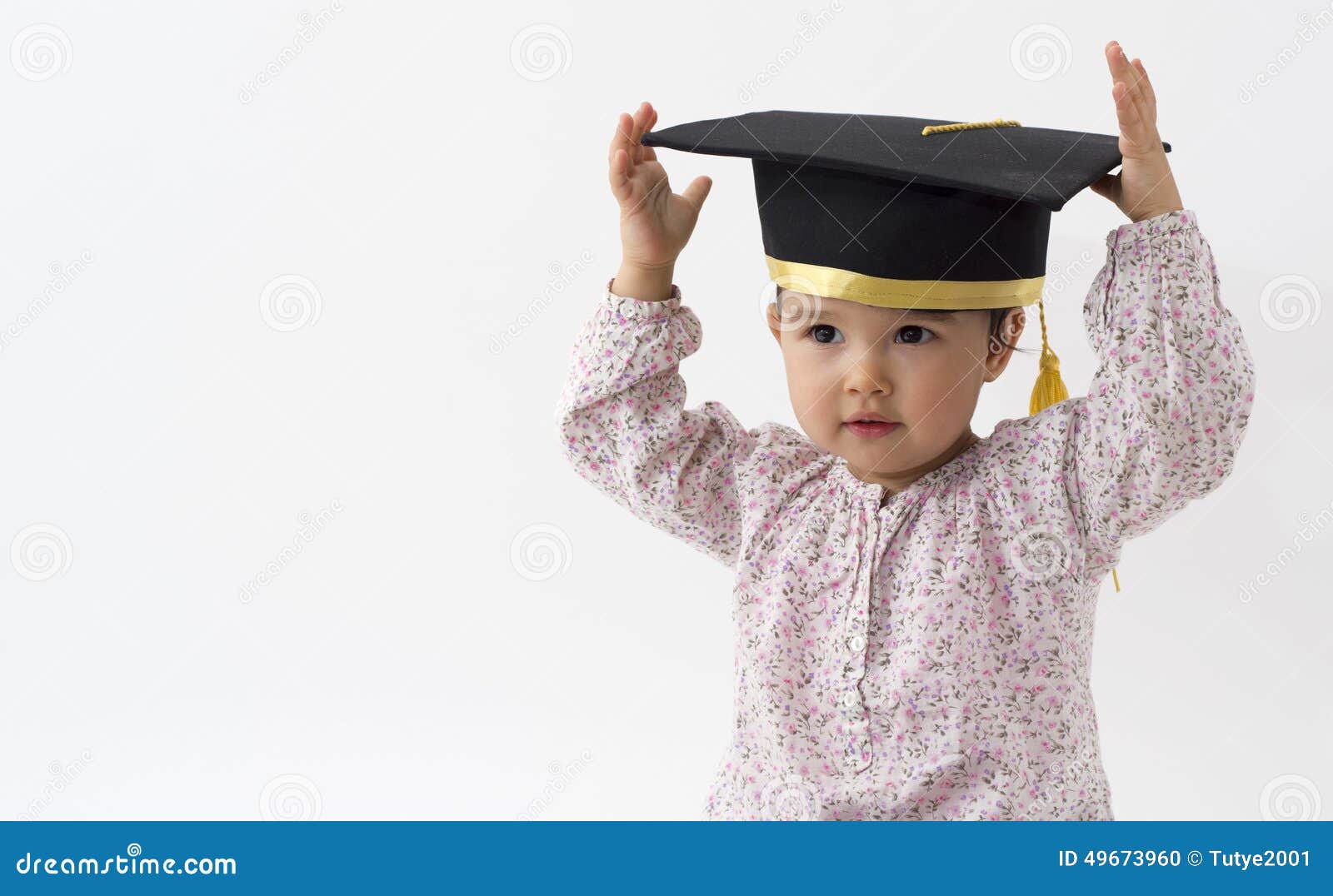 Girl with Graduation Hat Isolated on White Stock Photo - Image of ...